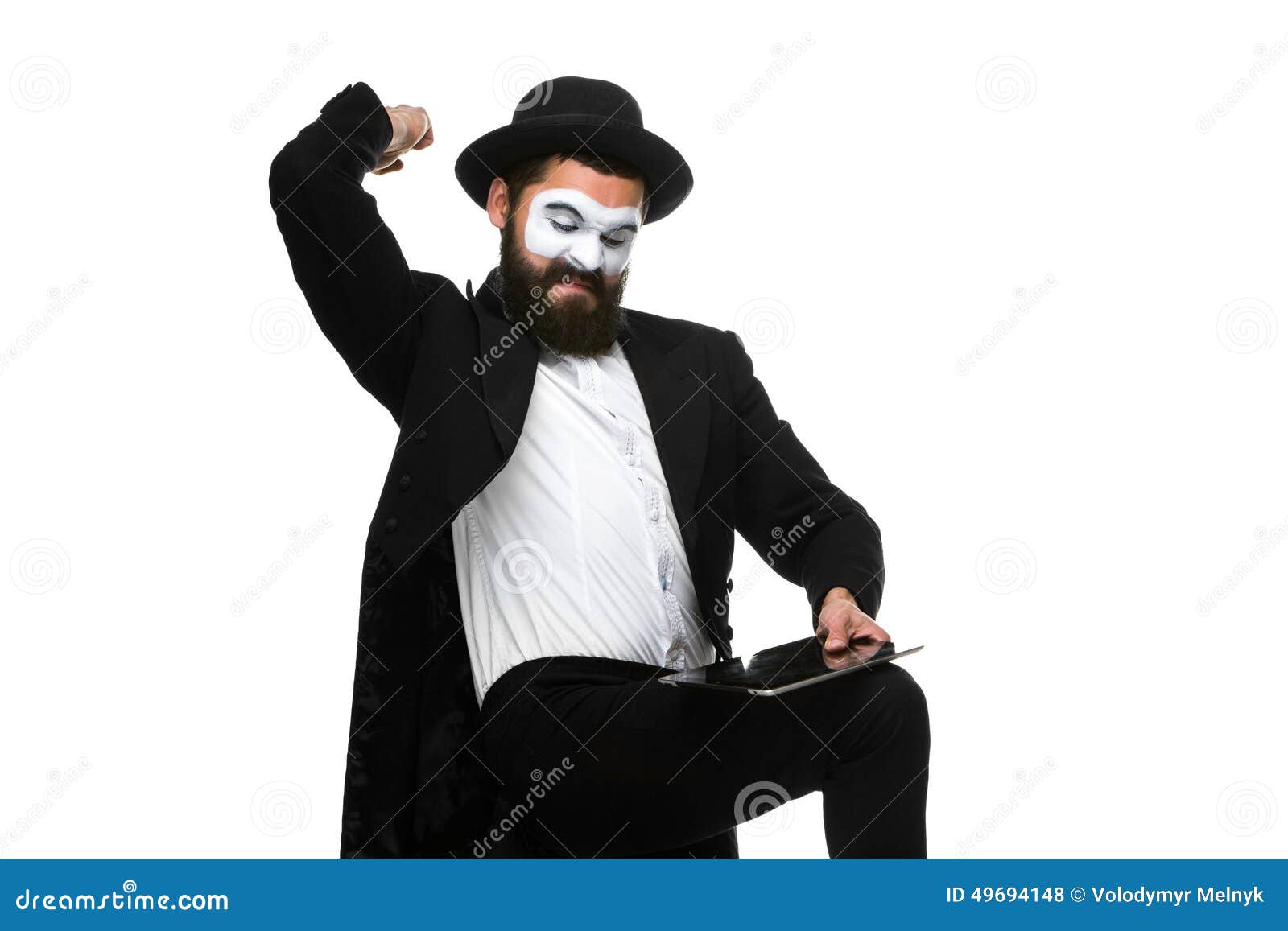 Mime As Businessman Has Stress because of Computer Stock Photo - Image ...