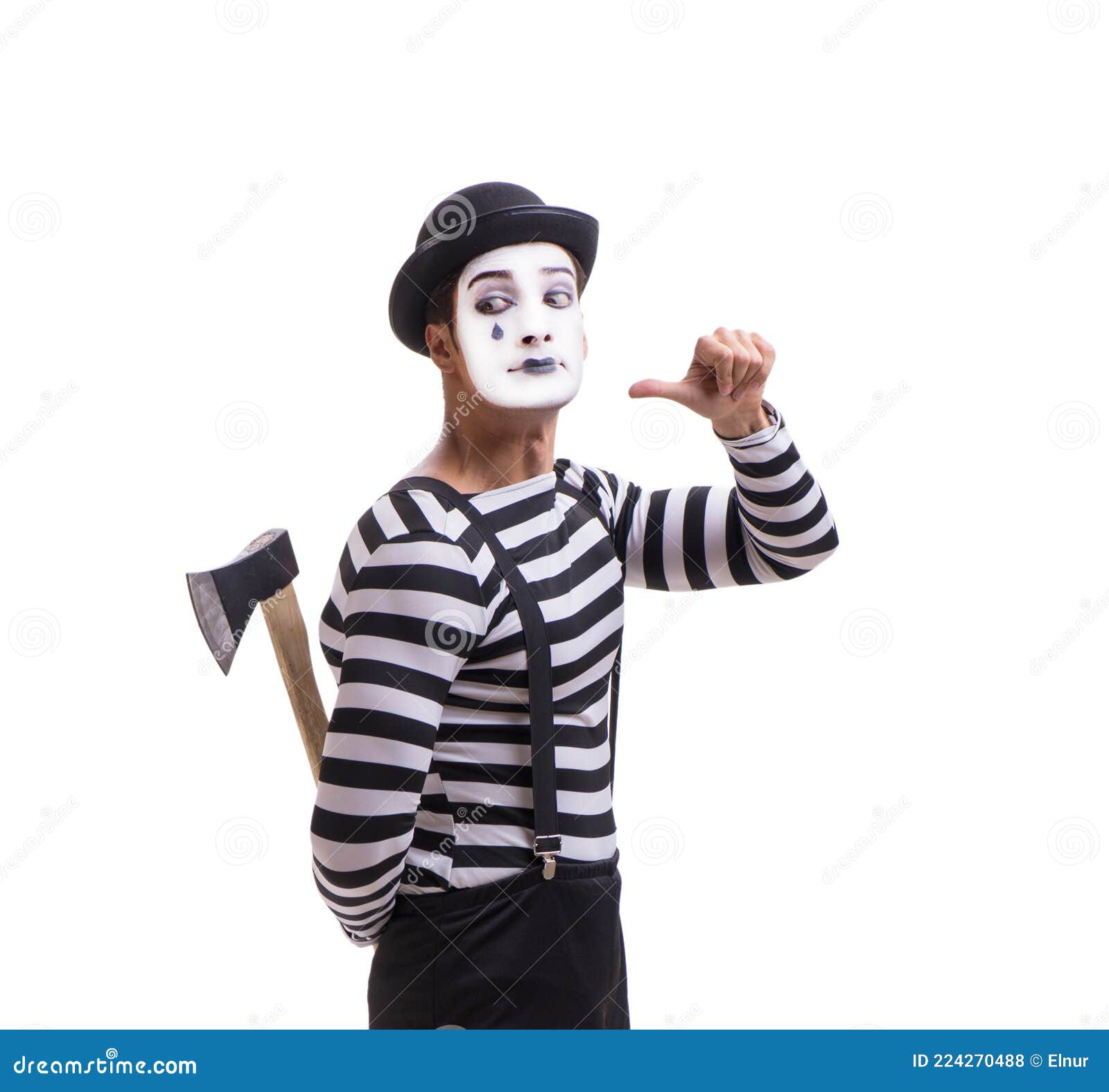 Mime with Axe Isolated on White Background Stock Photo - Image of clown ...