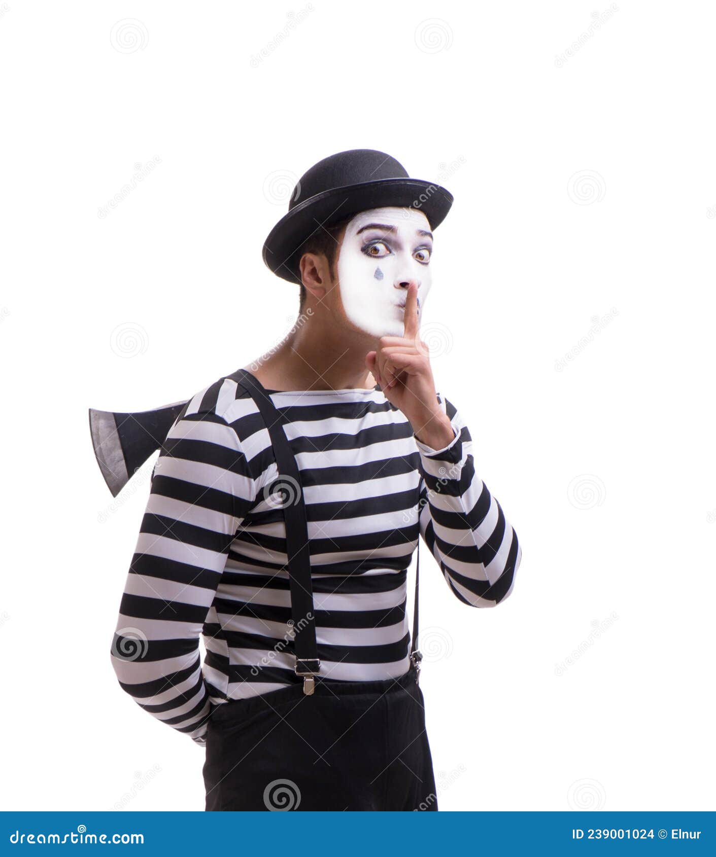 Mime with Axe Isolated on White Background Stock Photo - Image of ...