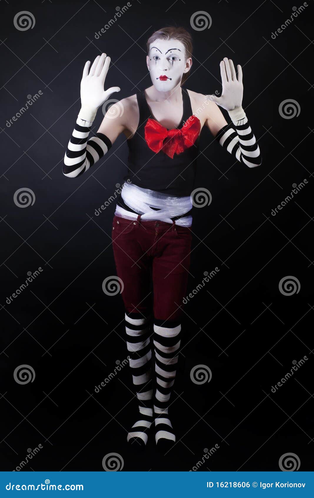 Mime with a big red bow stock photo. Image of gestures - 16218606
