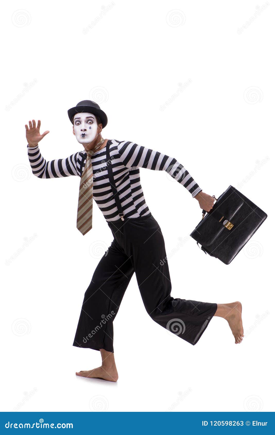 Mime with Briefcase Isolated on White Background Stock Image - Image of ...