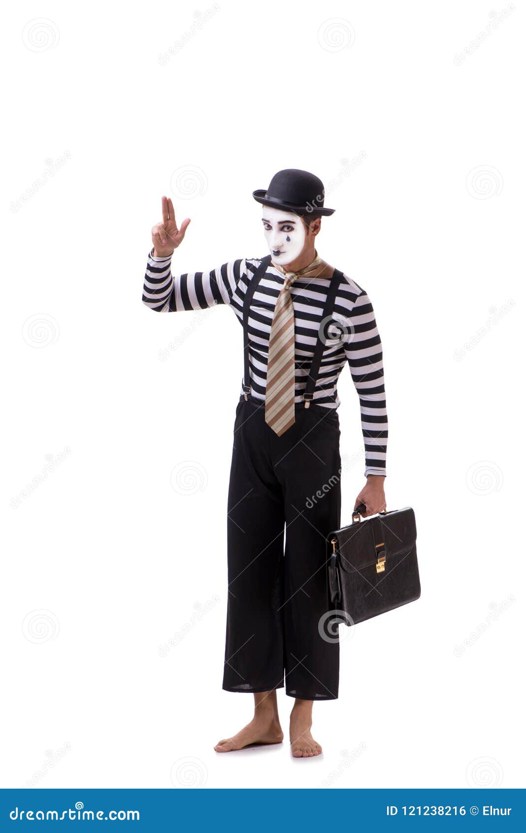Mime with Briefcase Isolated on White Background Stock Photo - Image of ...