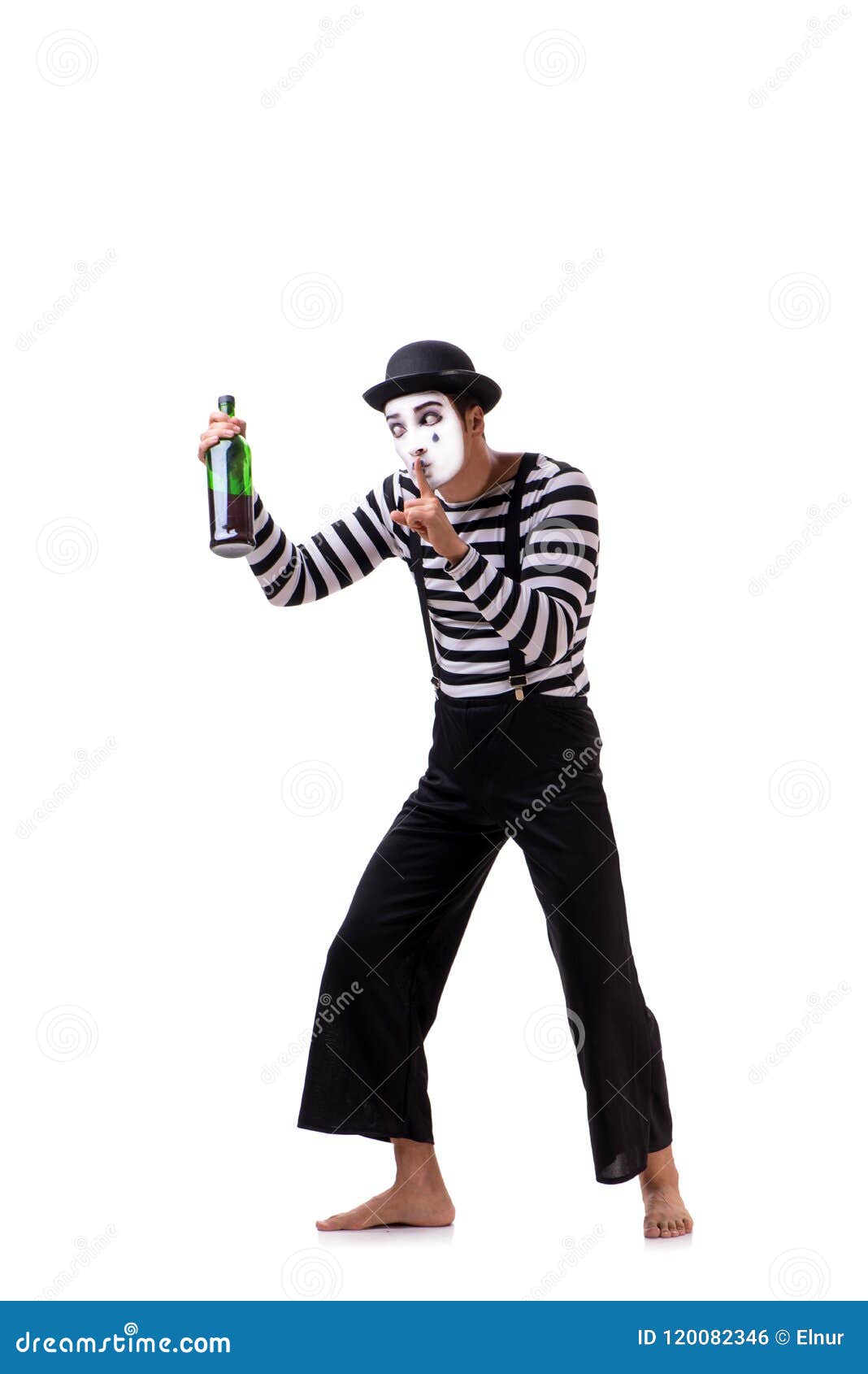The Mime Drinking Wine Isolated on White Background Stock Photo - Image ...