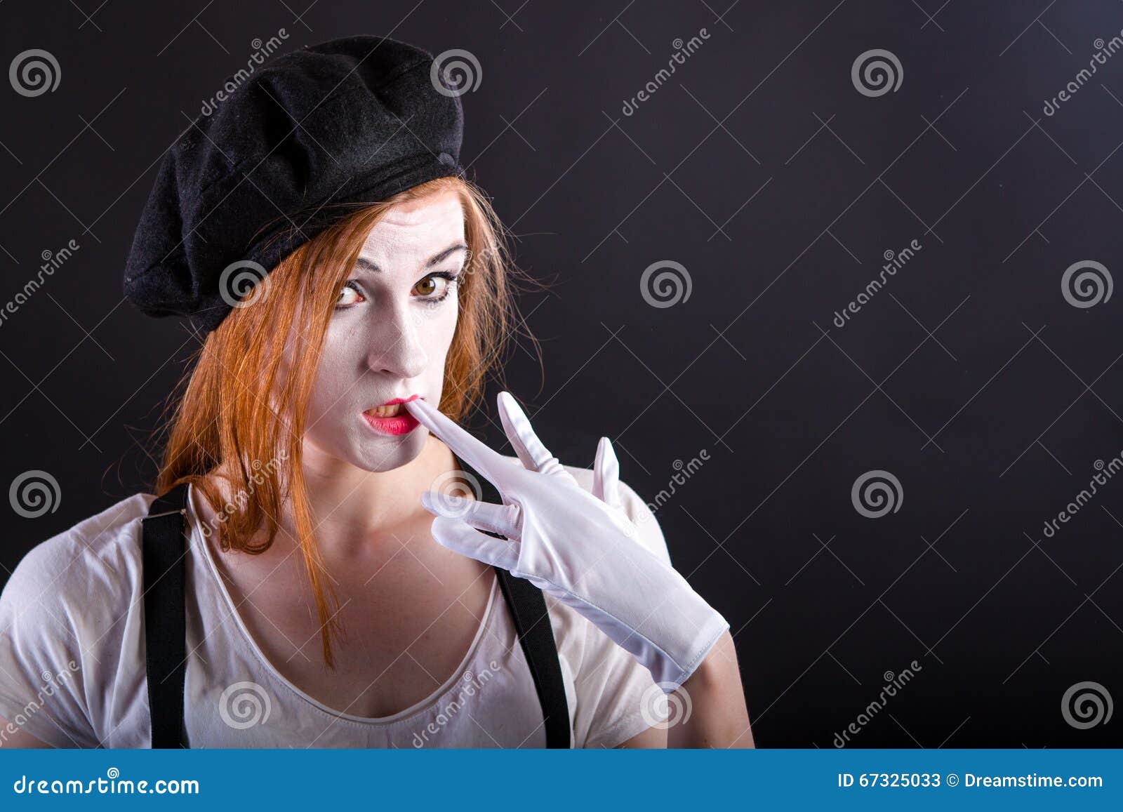 Mime Girl glove bite stock image. Image of paint, bite - 67325033