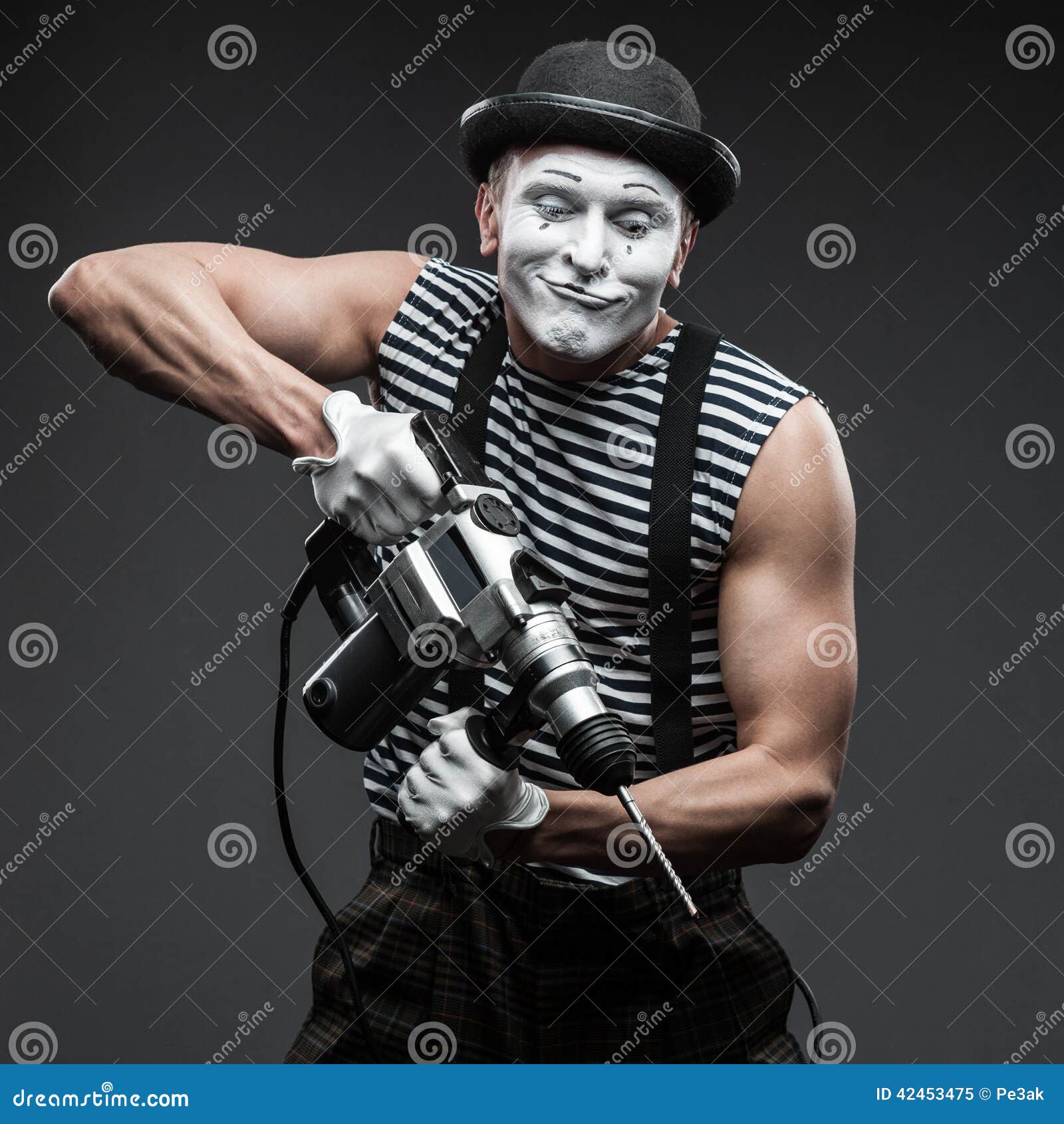 Mime with hammer drill stock image. Image of humor, artist - 42453475