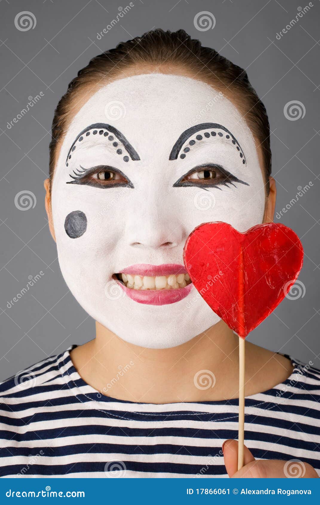 Mime with the Heart Formed Lollipop Stock Image - Image of eyebrows ...