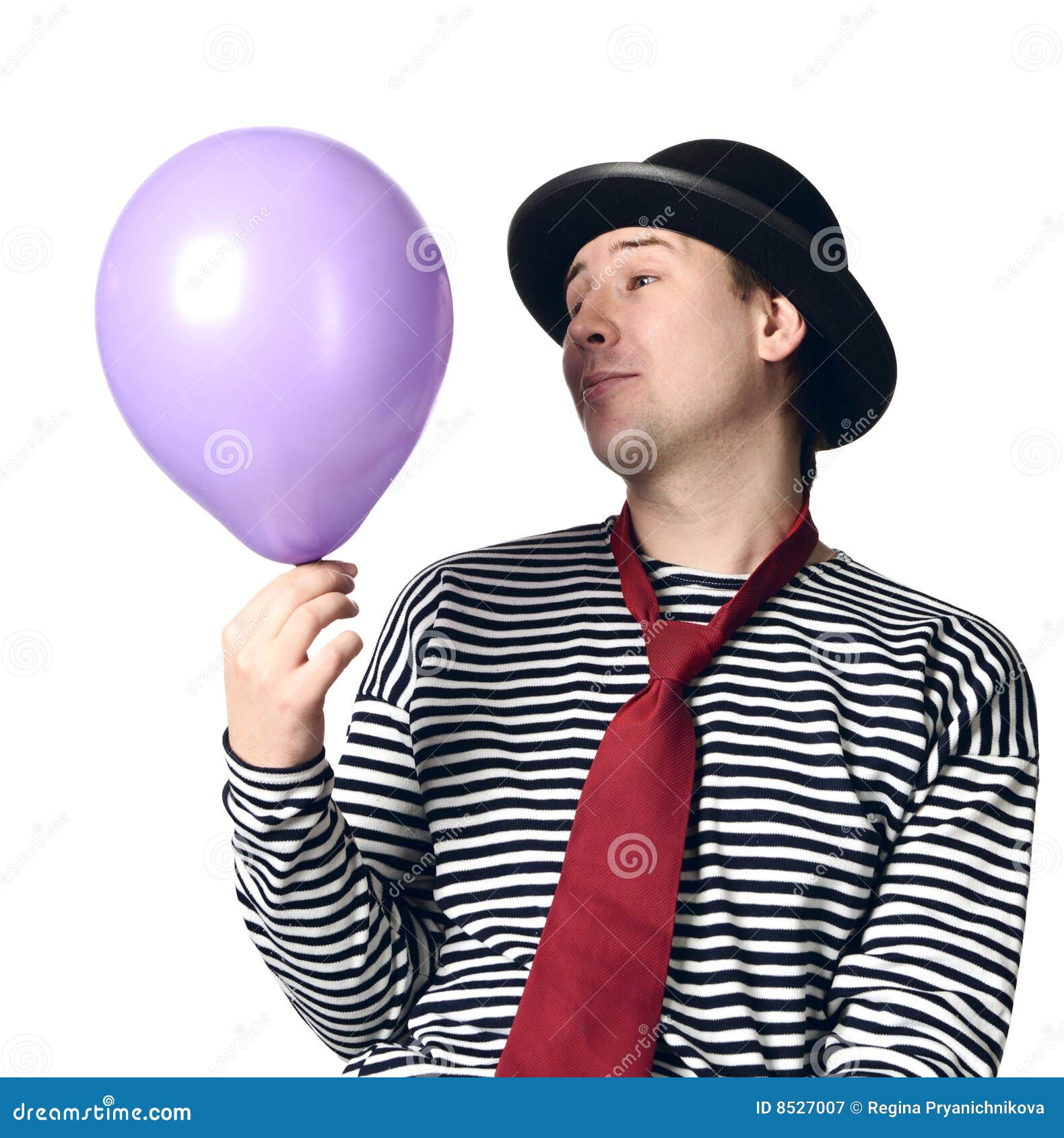 Mime holding blue balloon stock image. Image of round - 8527007