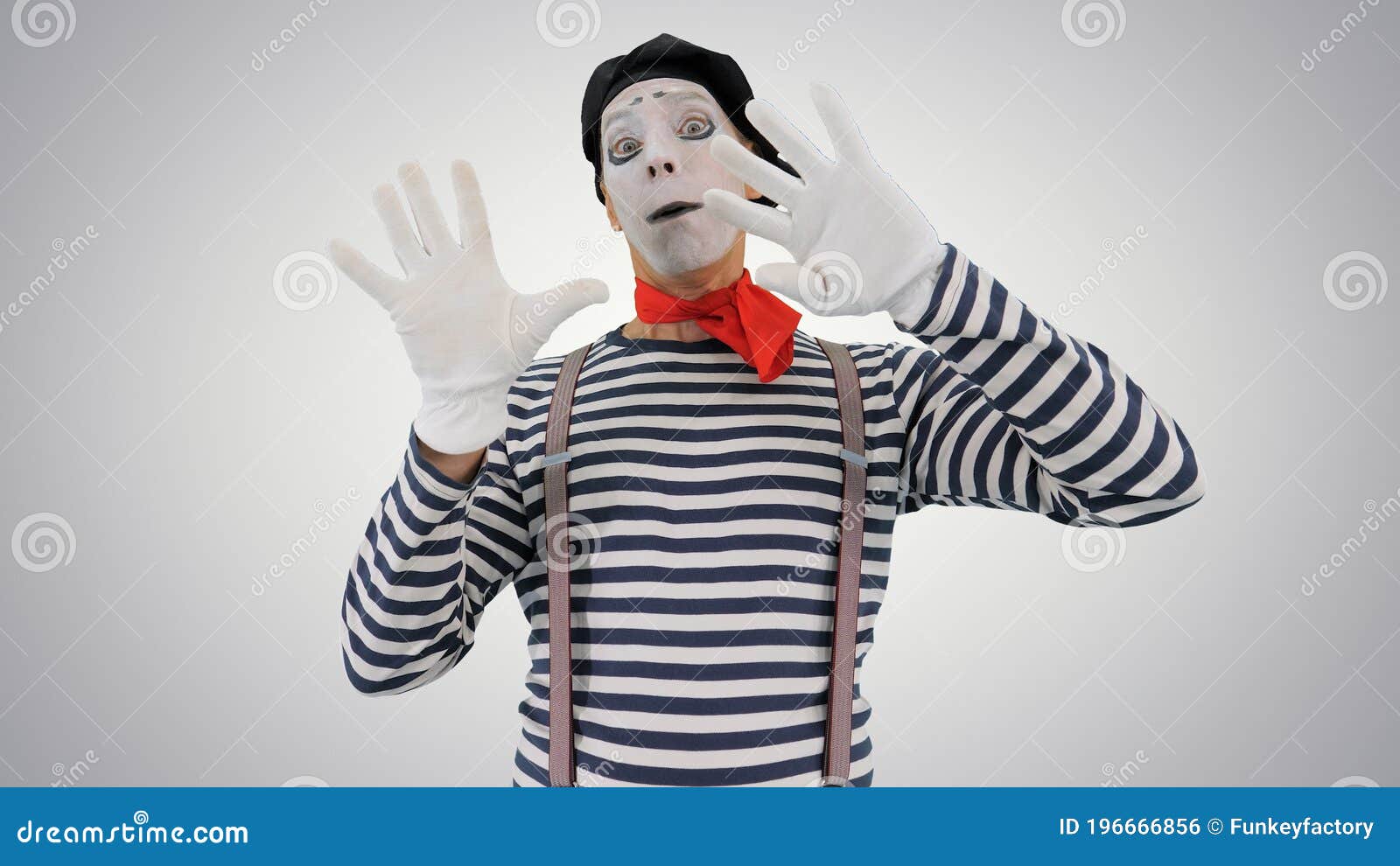 Mime Holding Touching Imaginary Wall and Making Imaginary Bird O Stock ...