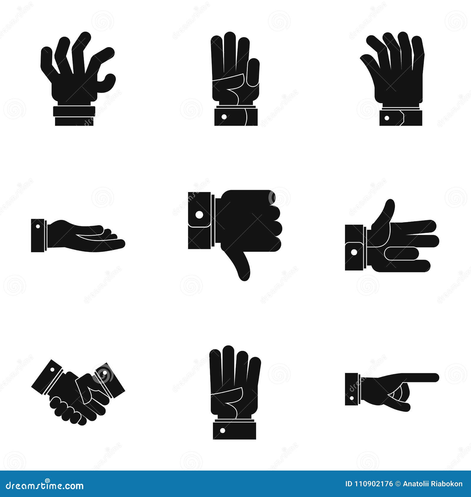 Mime Icons Set, Simple Style Stock Vector - Illustration of fist ...