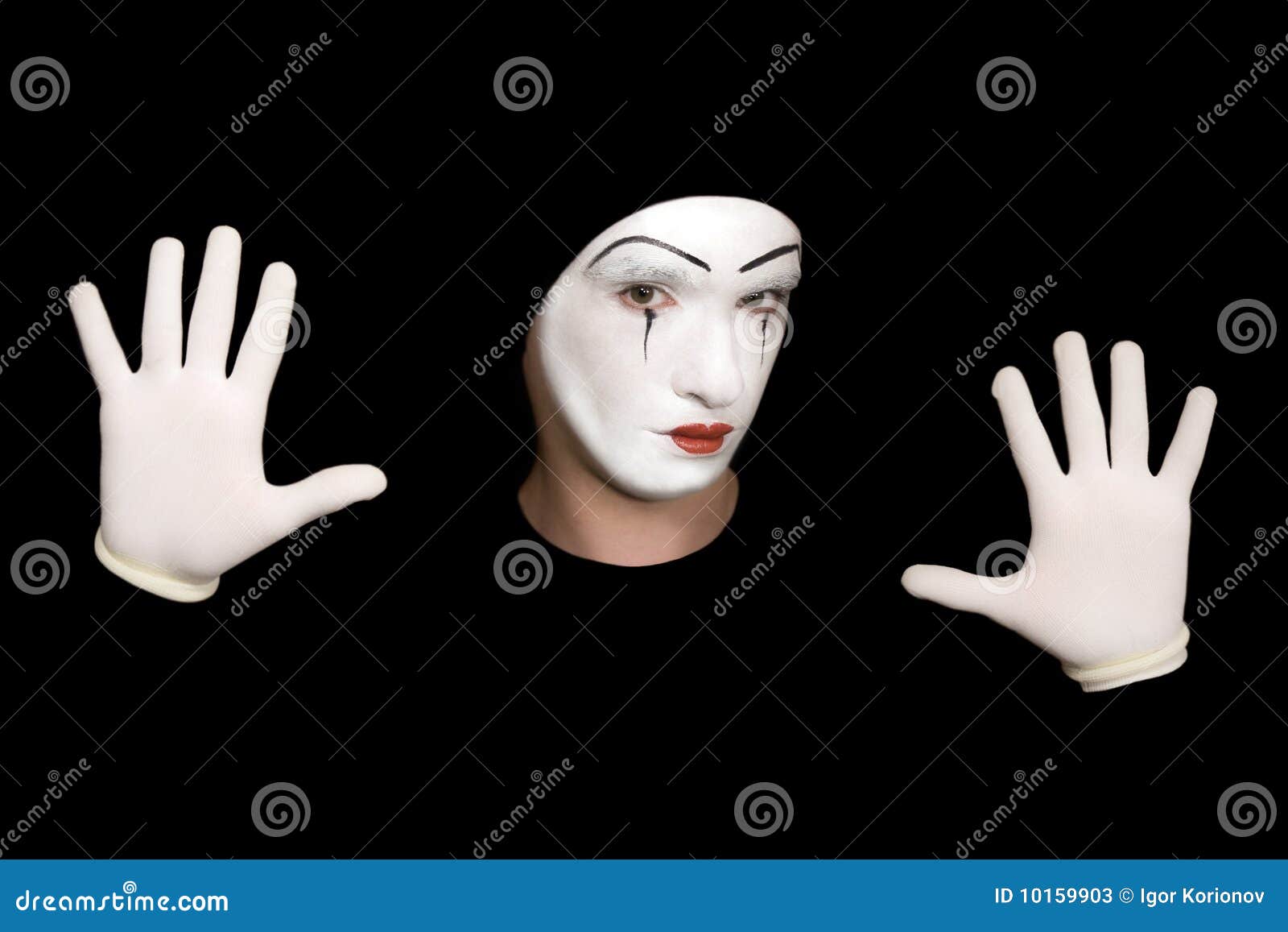 Mime Isolated on a Black Background Stock Image - Image of sight ...
