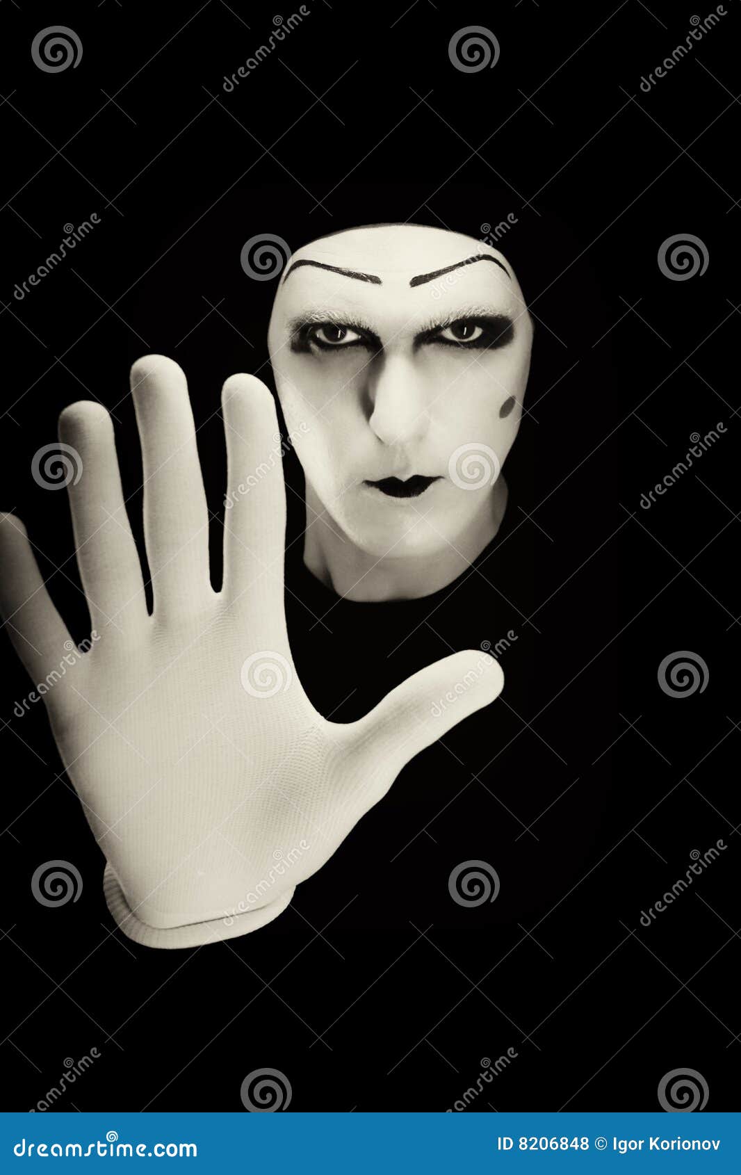 The Mime Isolated on a Black Background. Stock Photo - Image of gloves ...