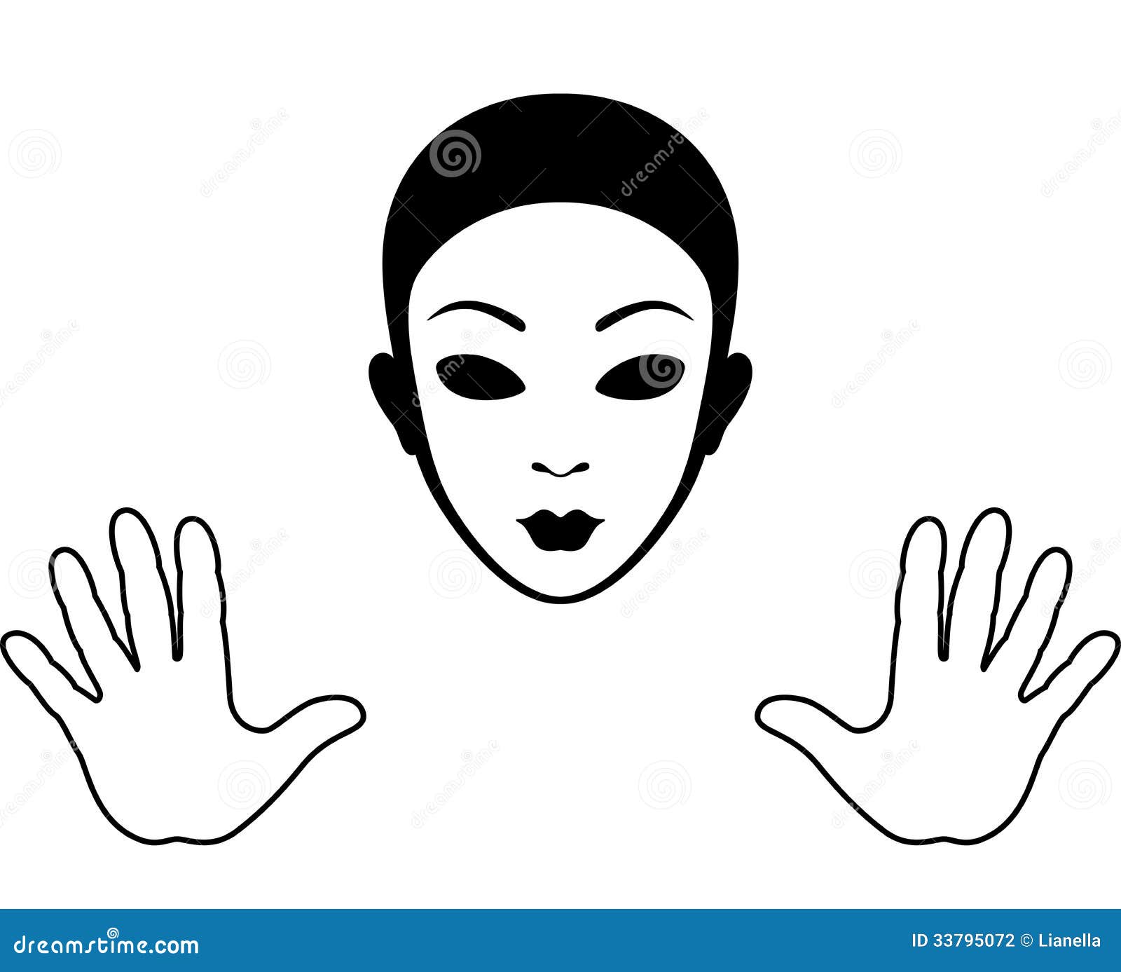 Mime Mask and Hands Silhouette Stock Vector - Illustration of glove ...