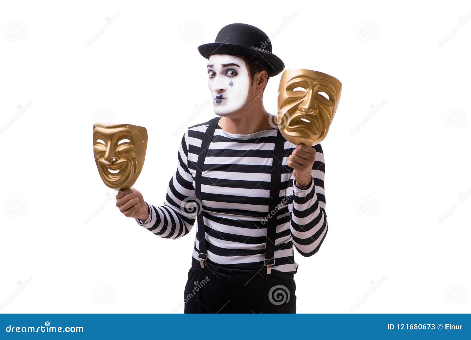 The Mime with Masks Isolated on White Background Stock Image - Image of ...