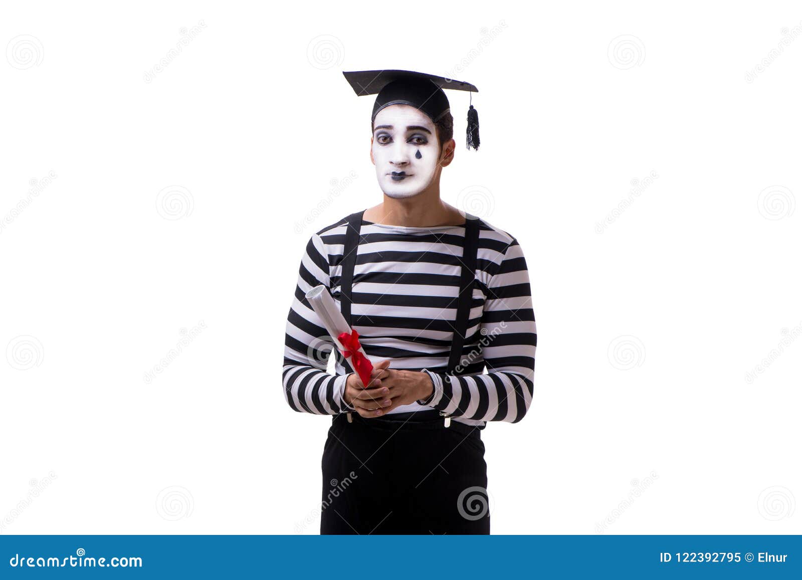 The Mime with Mortarboard Isolated on White Background Stock Image ...