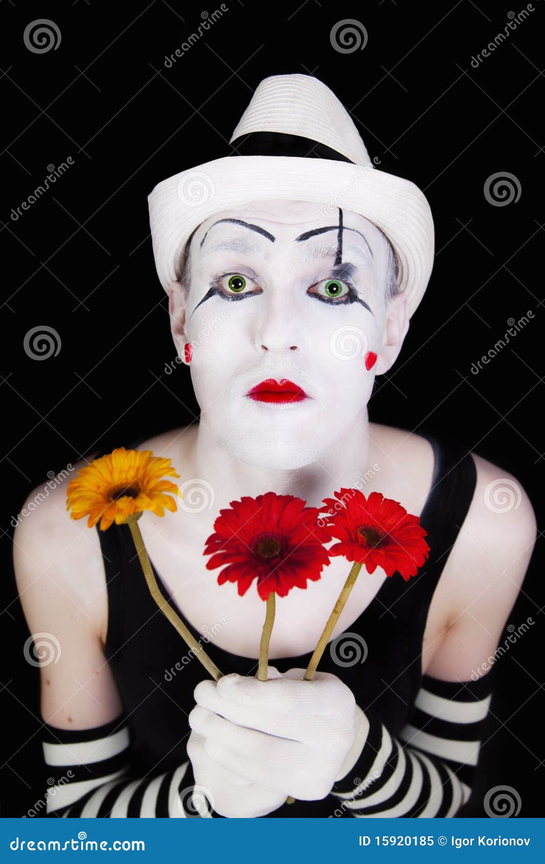 Mime No Chapéu Branco Com Ramalhete Imagem de Stock - Imagem de fundo ...