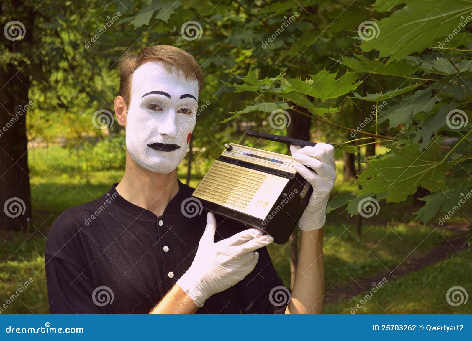 Mime and Old Radio Receiver Stock Photo - Image of music, theater: 25703262