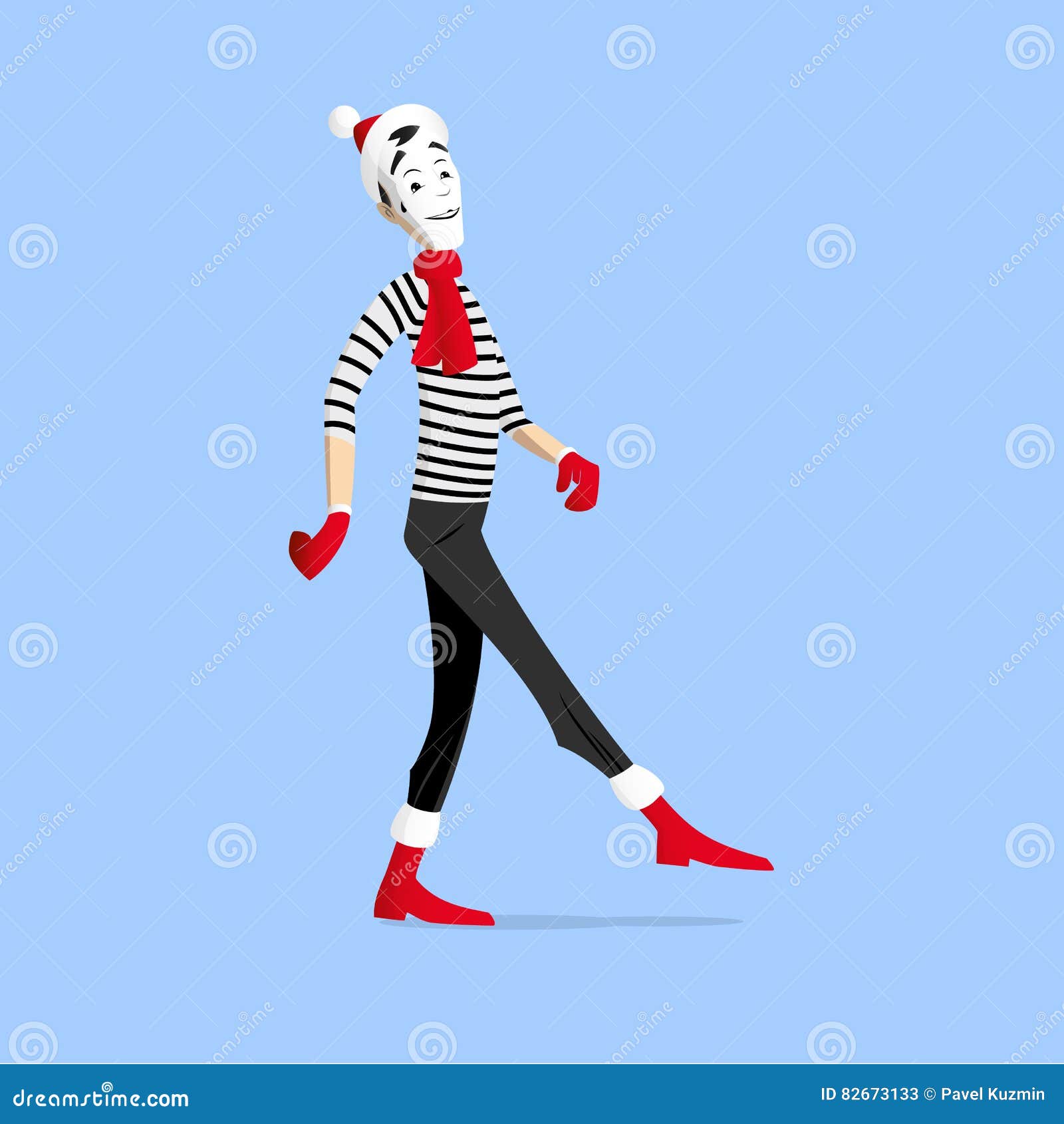 Mime performance - walking stock vector. Illustration of pantomime ...