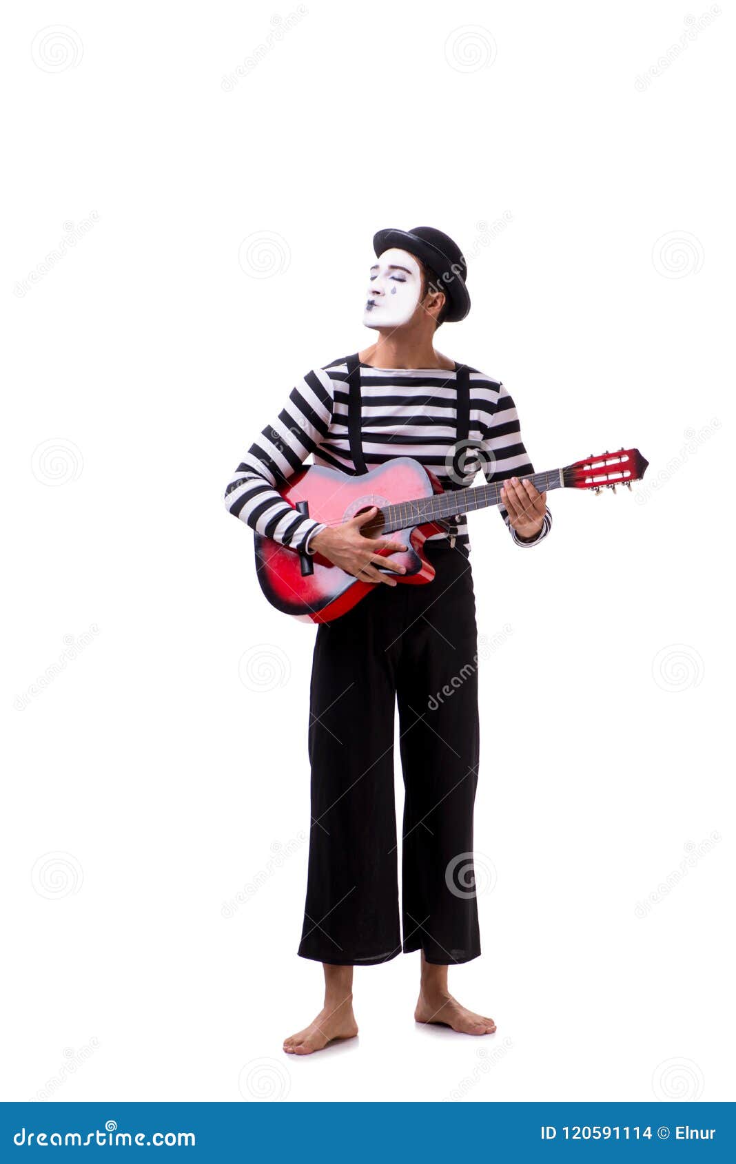 The Mime Playing Guitar Isolated on White Stock Photo - Image of ...