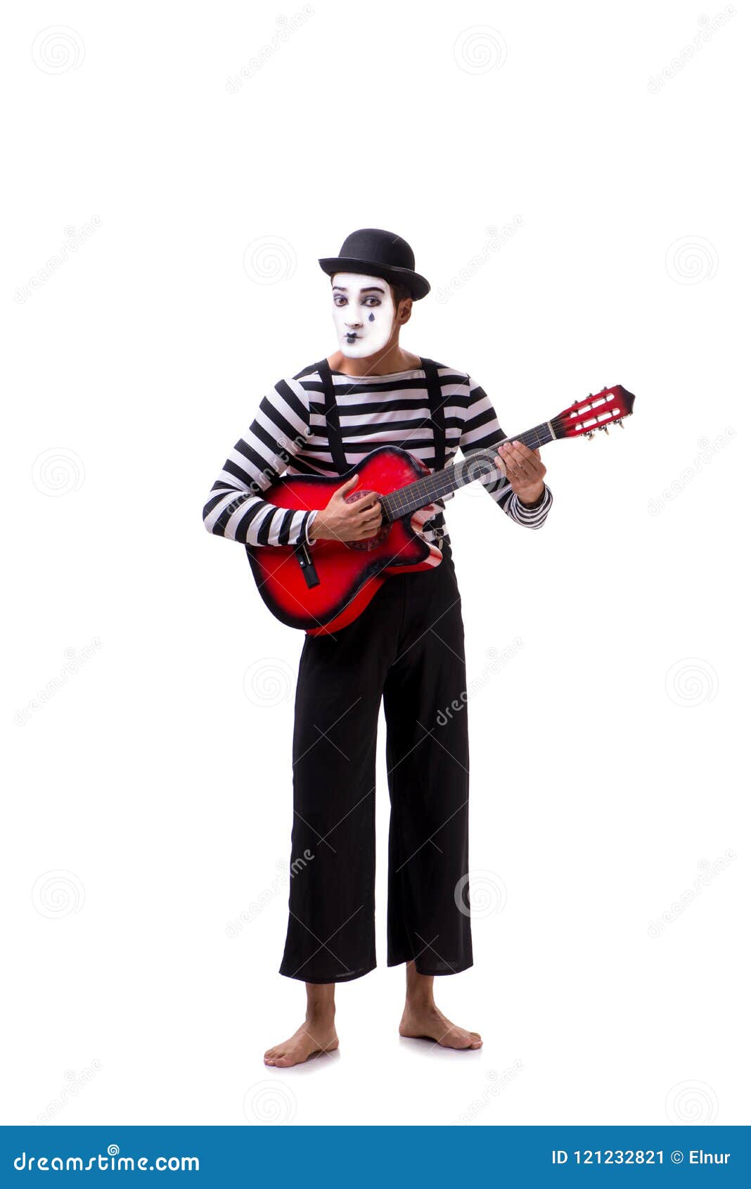 The Mime Playing Guitar Isolated on White Stock Image - Image of ...