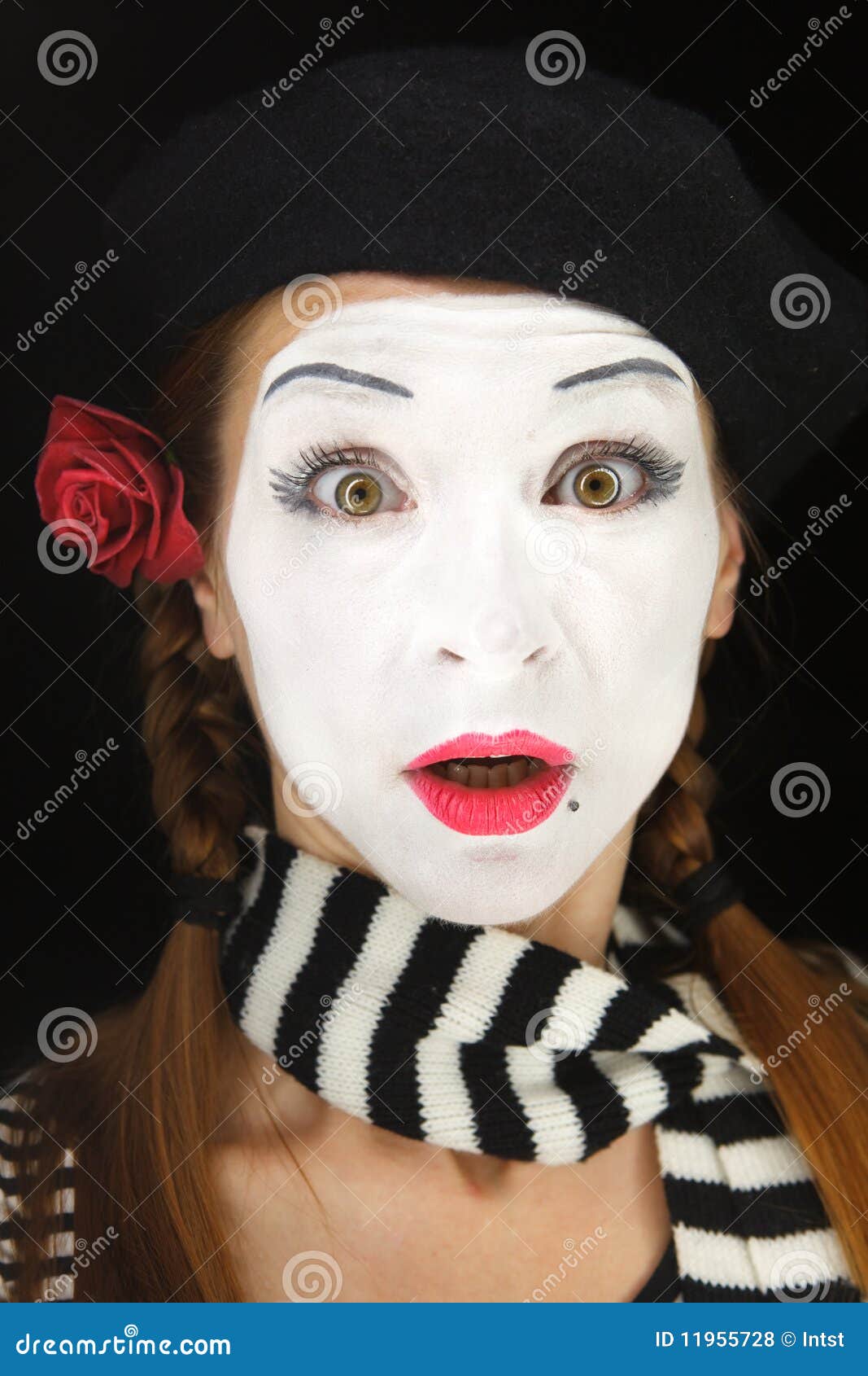 Mime Portrait With Surprised Face Expression Stock Photography ...