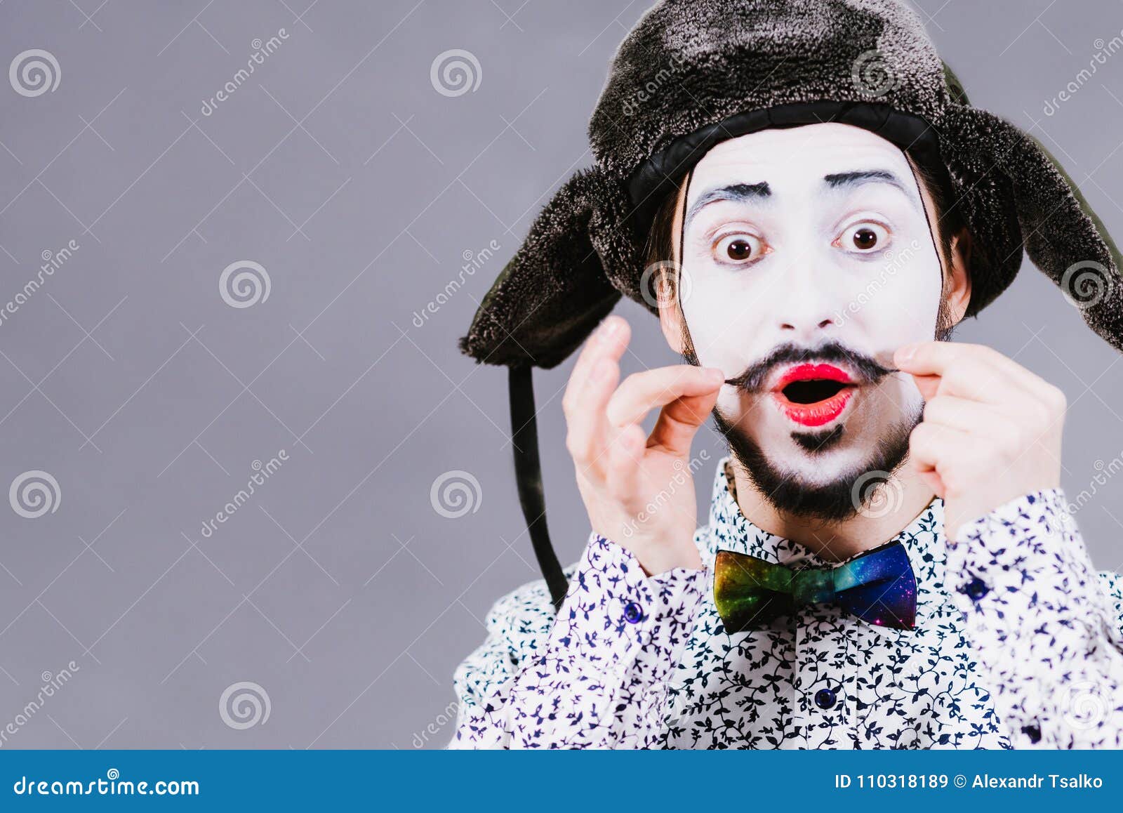Cheerful Mime Posing and Grimacing in the Studio Stock Image - Image of ...