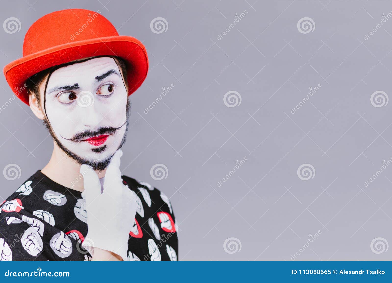 Cheerful Mime Posing and Grimacing in the Studio Stock Image - Image of ...