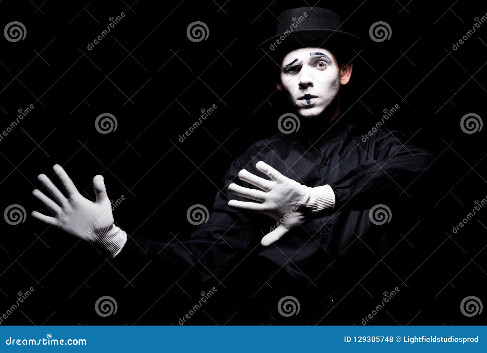 Mime Pretending Touching Something Isolated Stock Photo - Image of ...
