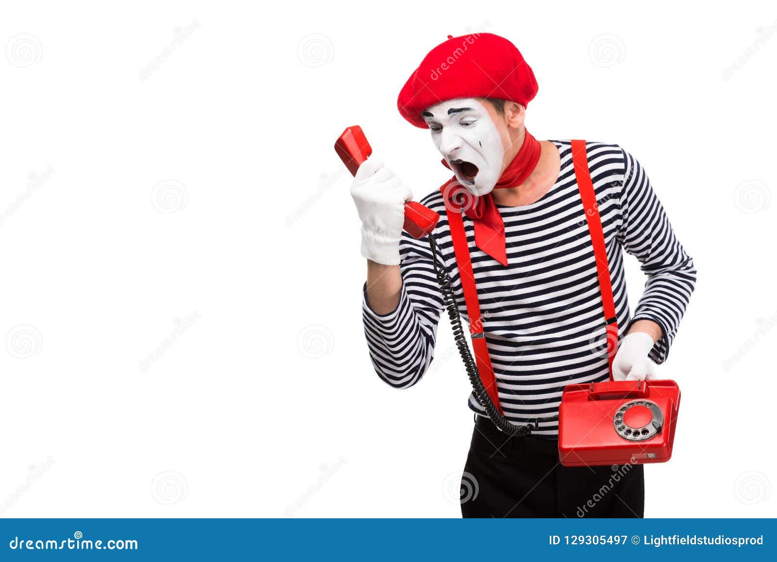 Mime Shouting in Stationary Telephone Stock Image - Image of mime ...