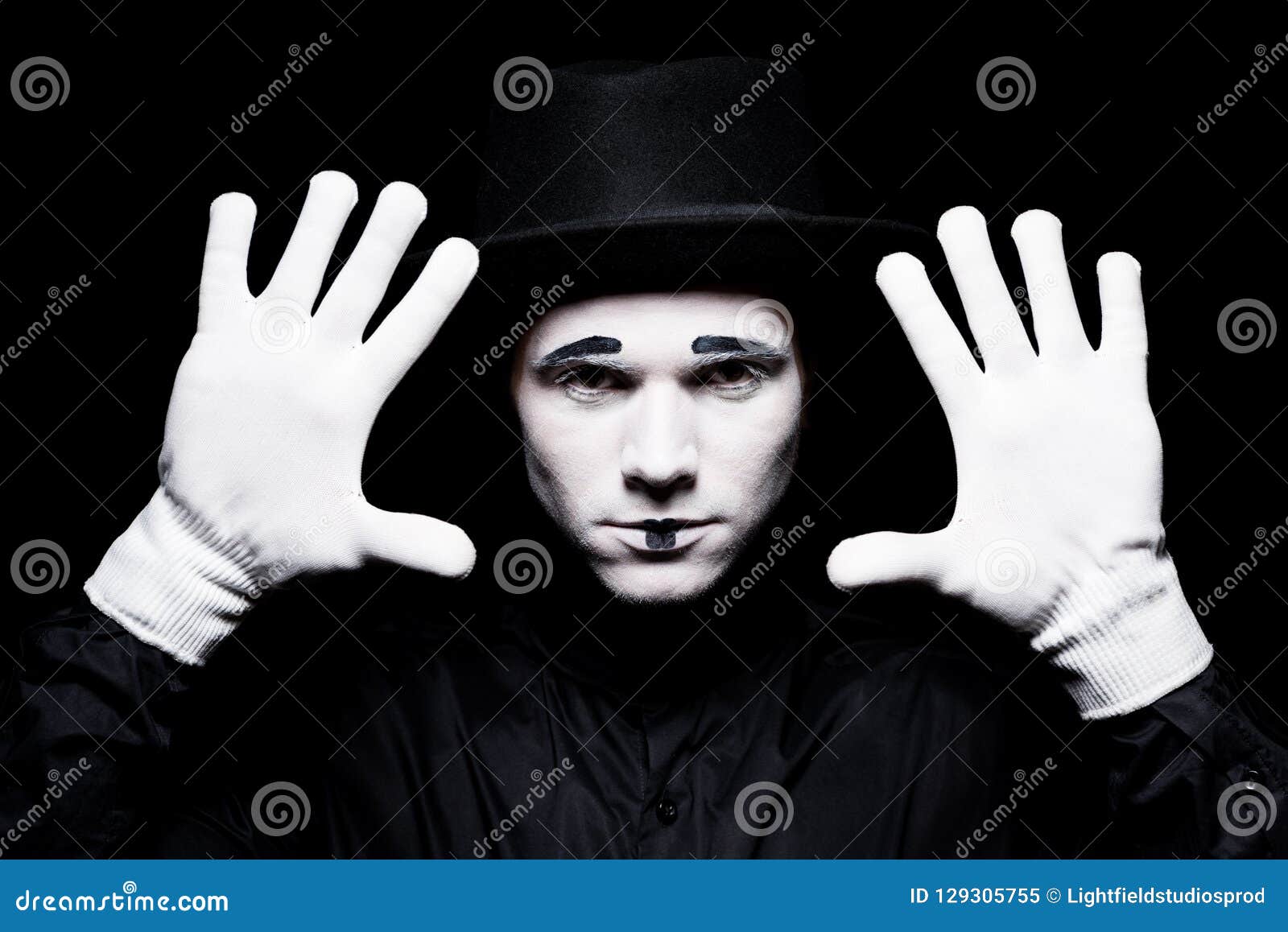 Mime Showing Hands Isolated Stock Image - Image of isolatedonblack ...