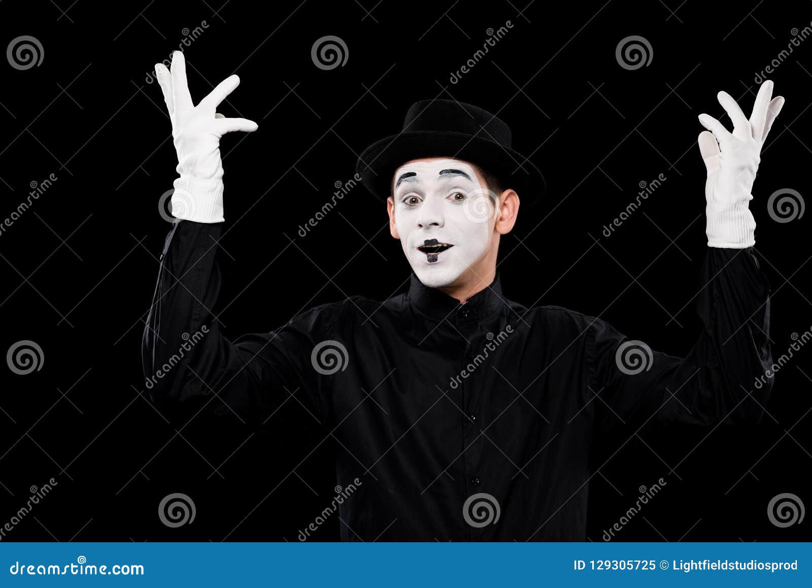 Mime Showing Hands and Looking at Camera Stock Image - Image of ...