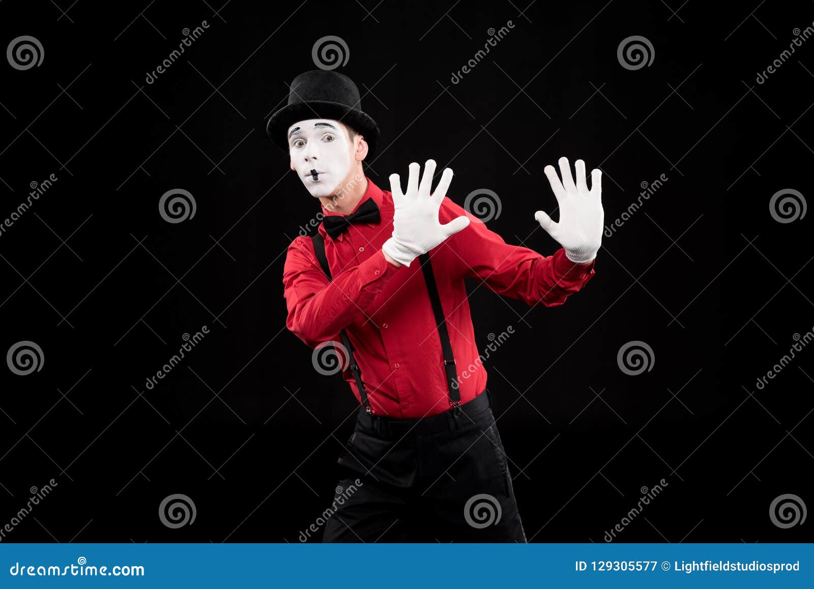 Mime Showing Stop Sign Isolated Stock Image - Image of people, person ...