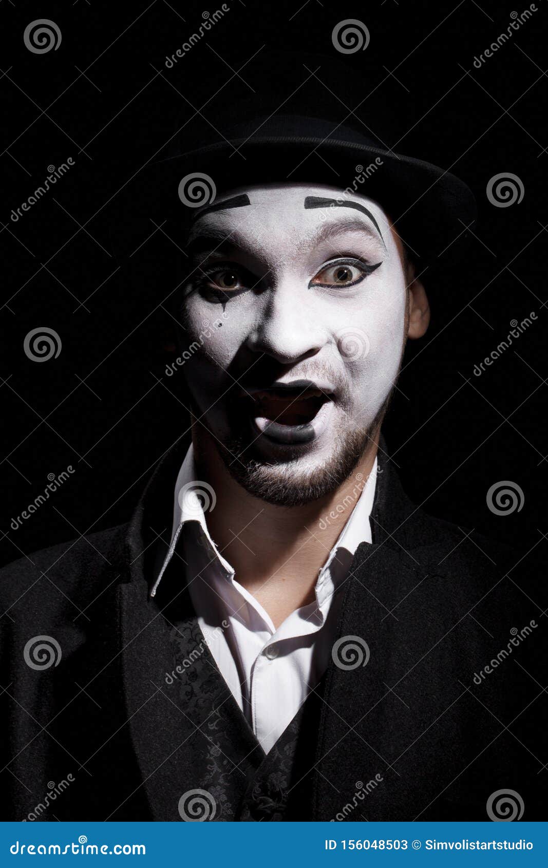 Mime Shows Theatrical Emotions Stock Image - Image of comedy, male ...