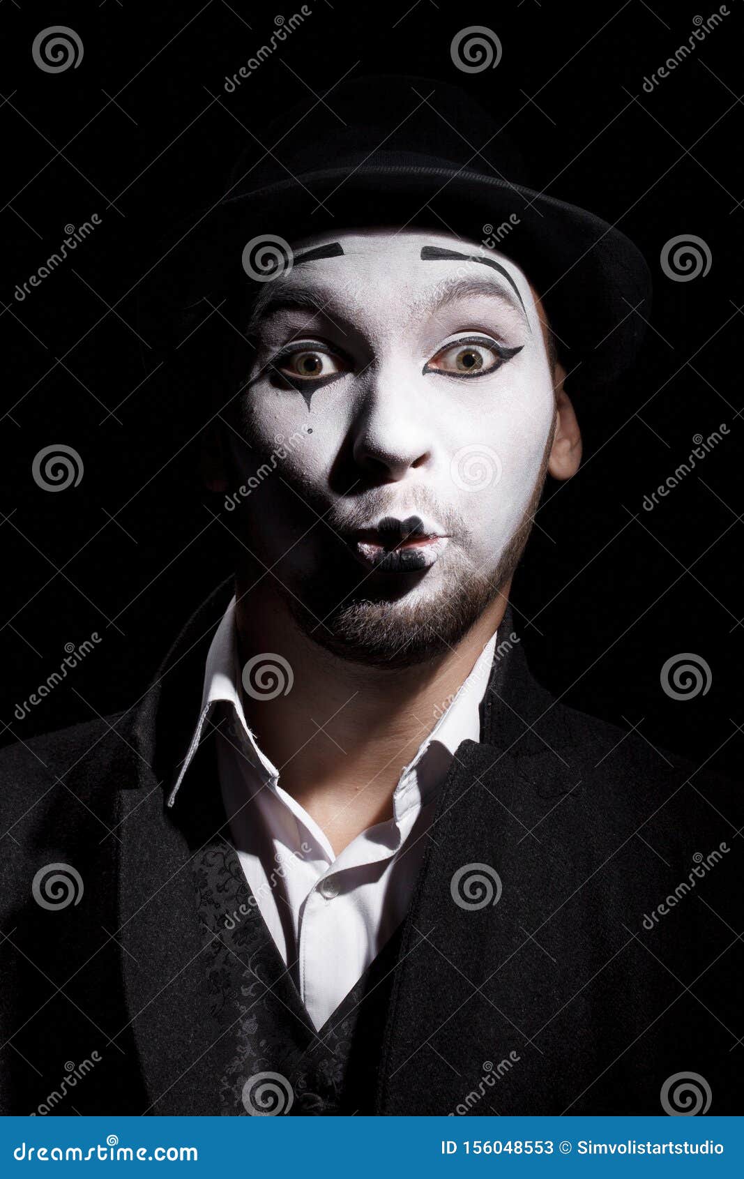 Mime Shows Theatrical Emotions Stock Image - Image of background, actor ...