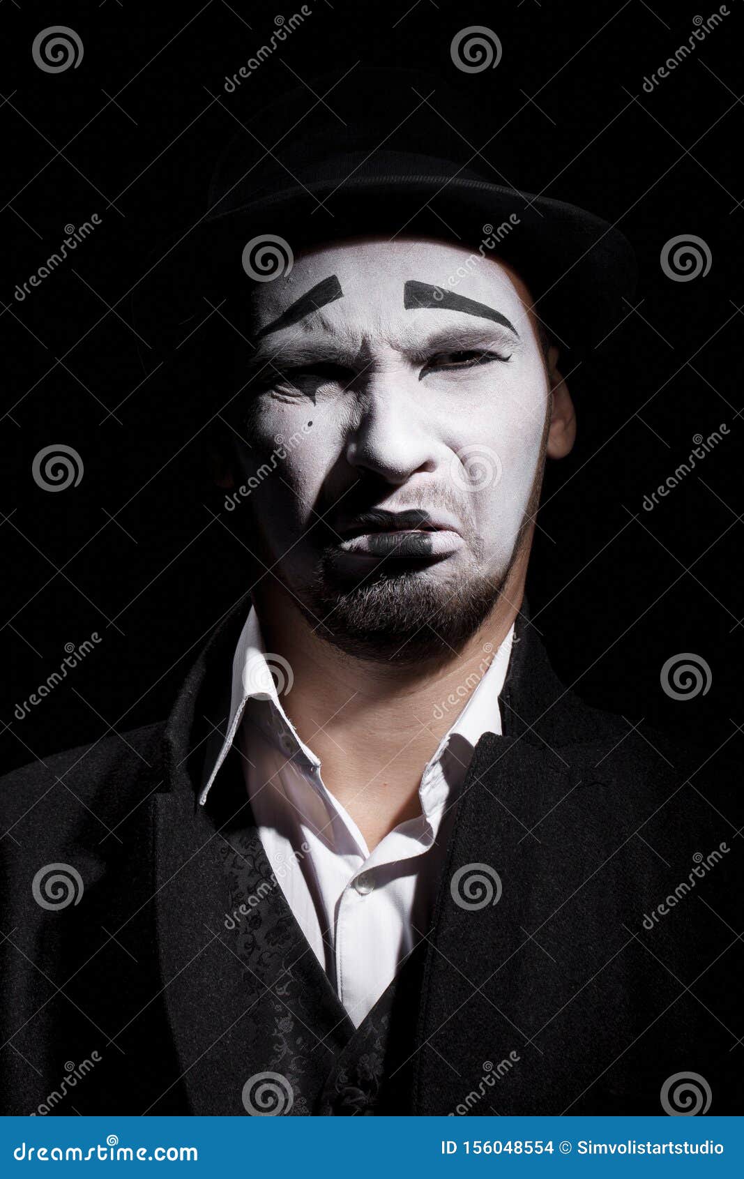 Mime Shows Theatrical Emotions Stock Photo - Image of isolated, face ...