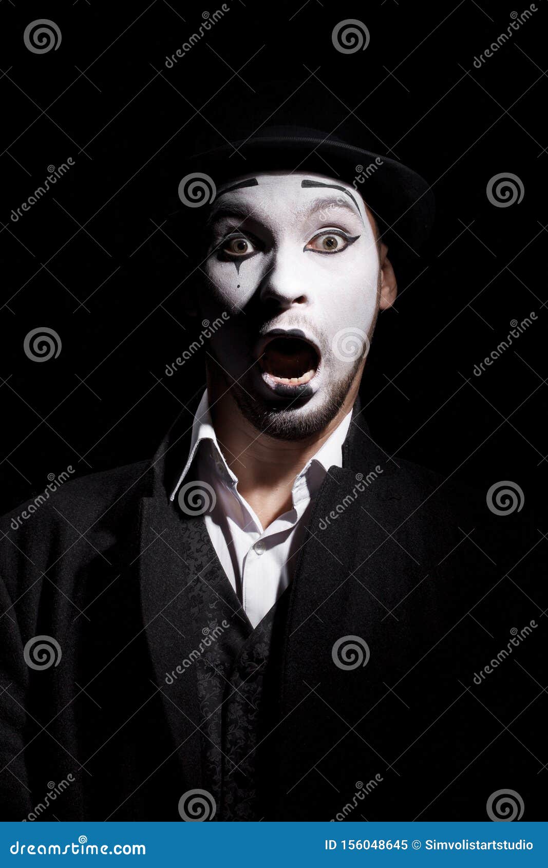 Mime Shows Theatrical Emotions Stock Image - Image of acting, gesture ...