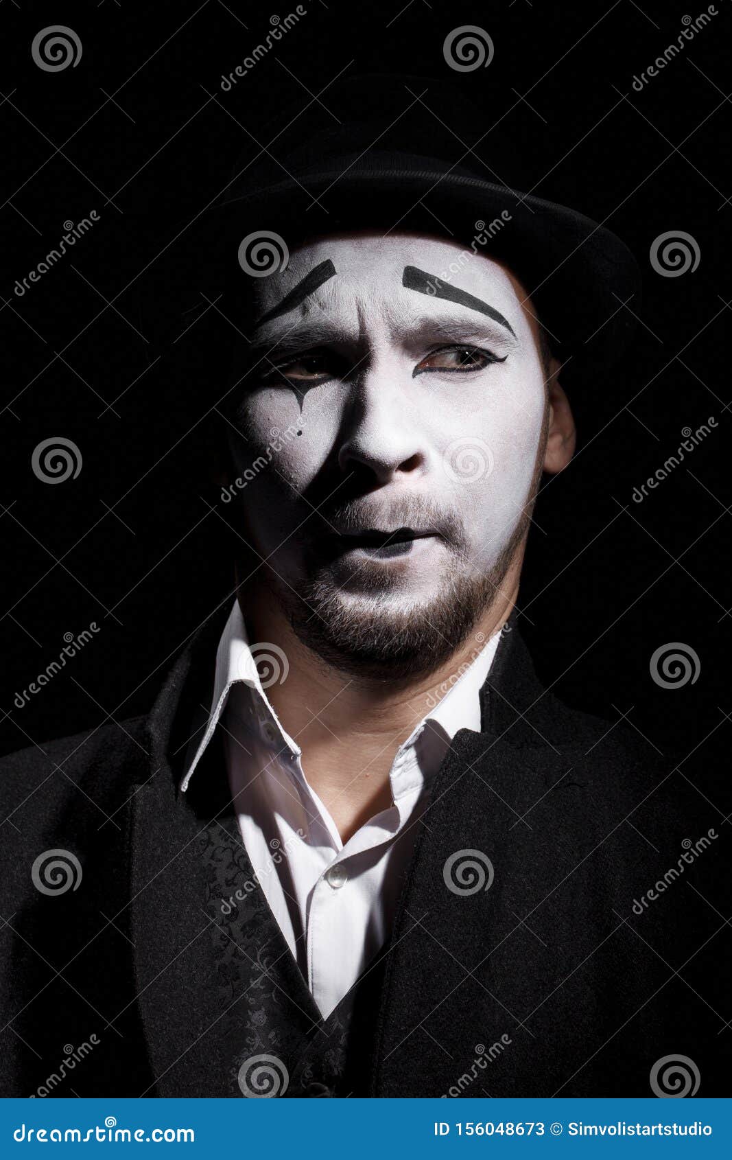 Mime Shows Theatrical Emotions Stock Image - Image of face, makeup ...