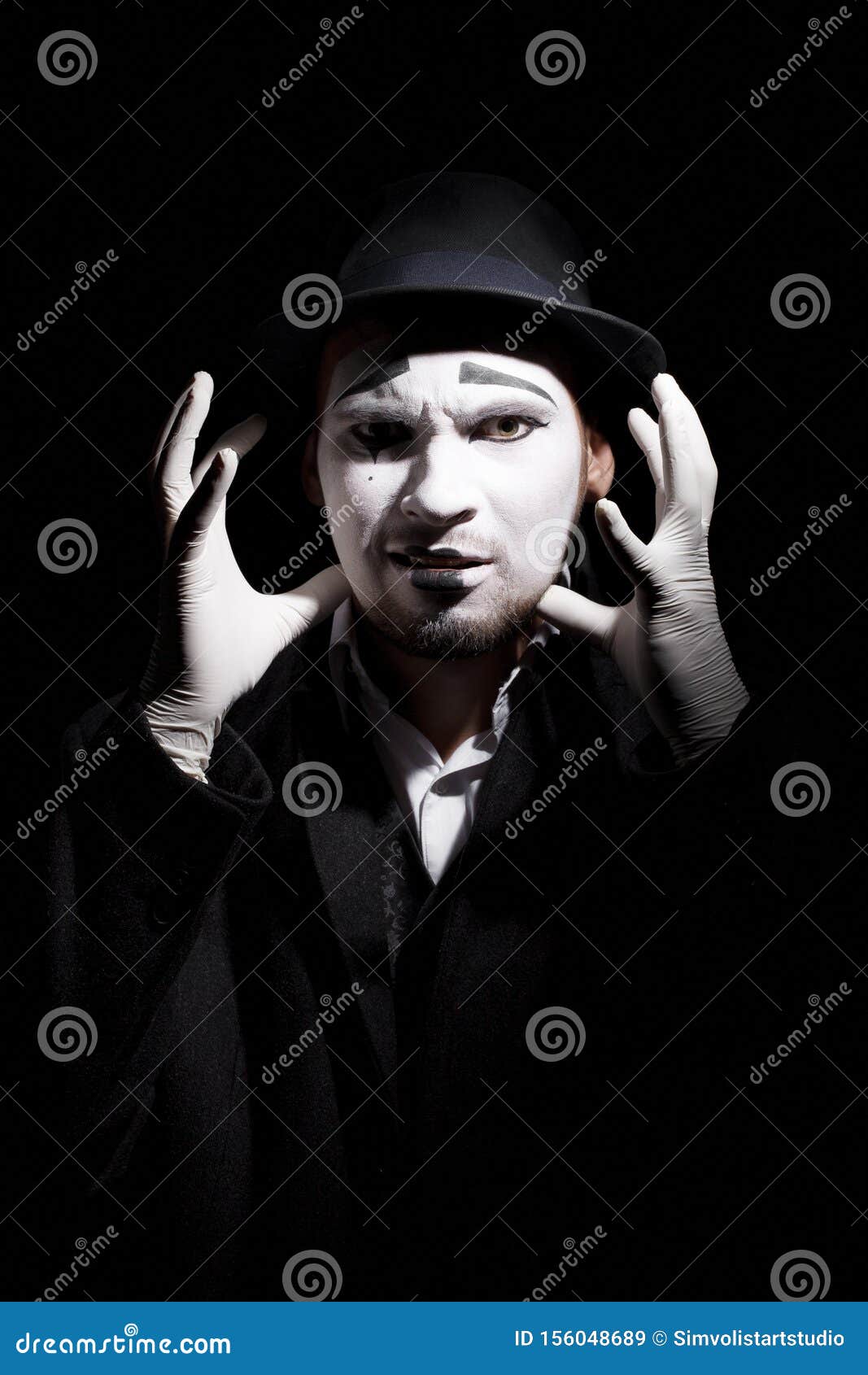 Mime Shows Theatrical Emotions Stock Image - Image of mime, gesture ...