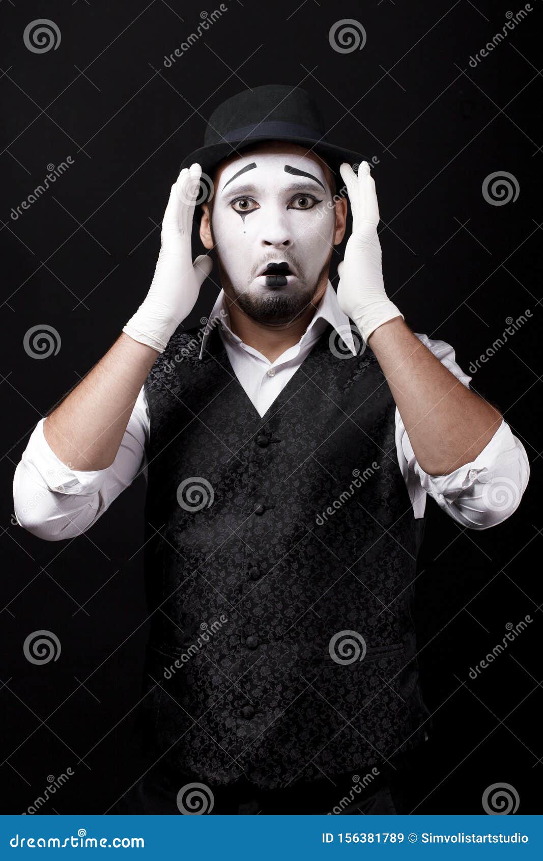 Mime Shows Theatrical Emotions Stock Image - Image of entertainer ...