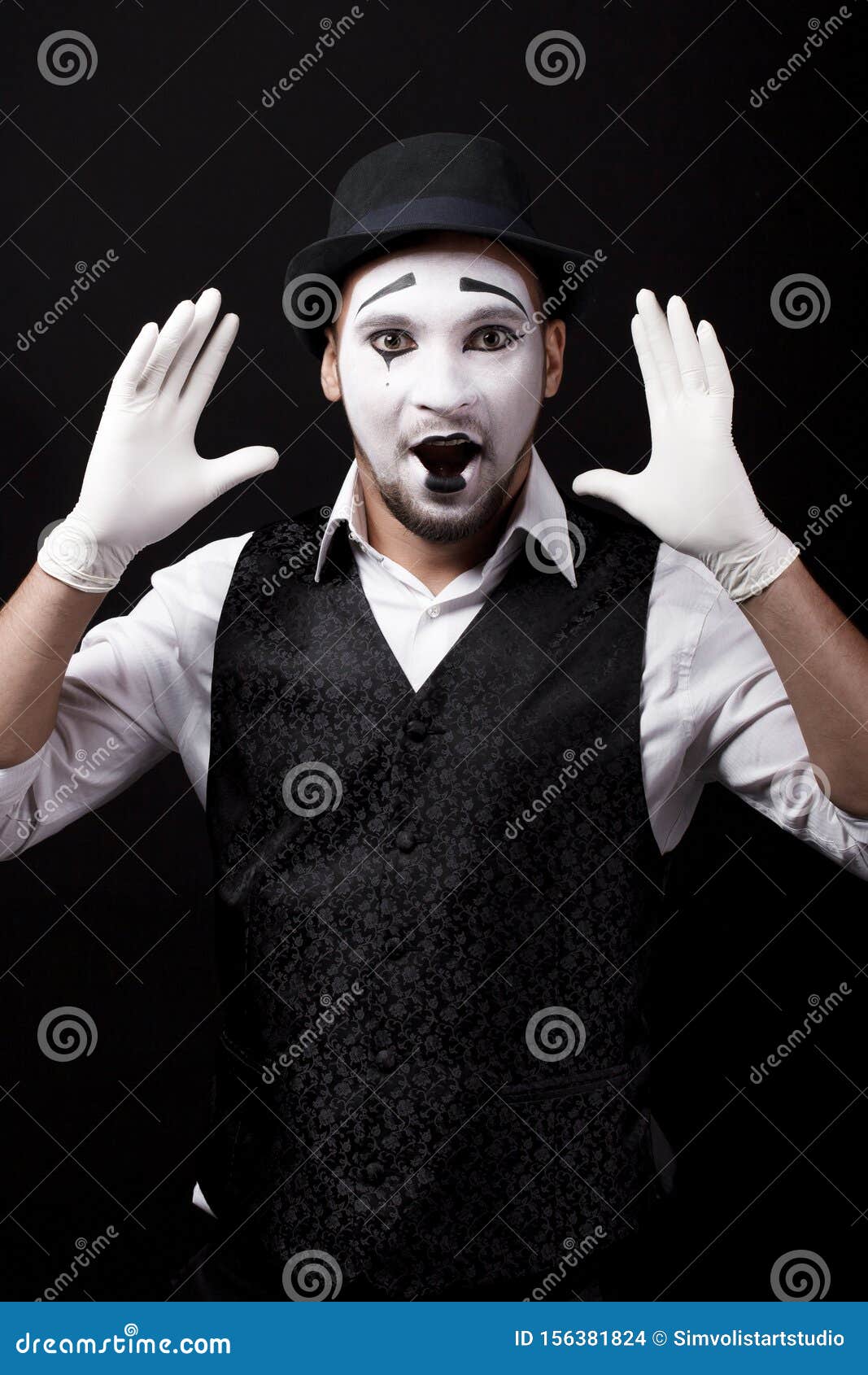 Mime Shows Theatrical Emotions Stock Photo - Image of expression, mimic ...