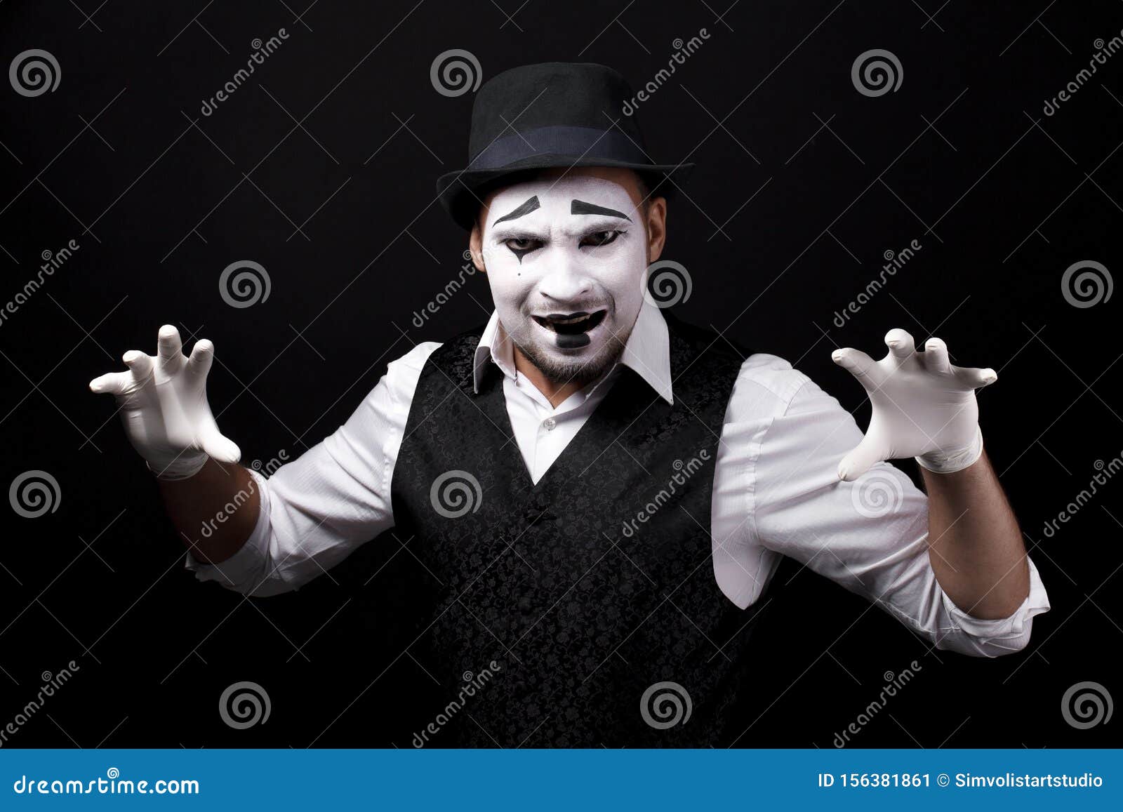 Mime Shows Theatrical Emotions Stock Image - Image of isolated ...