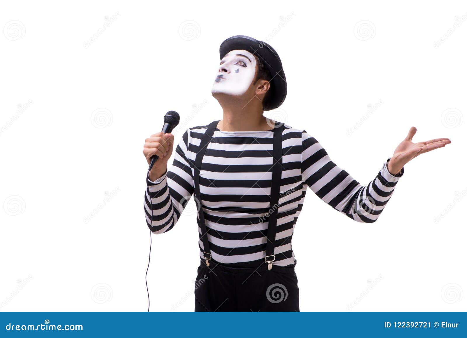 The Mime Singing Isolated on White Background Stock Image - Image of ...