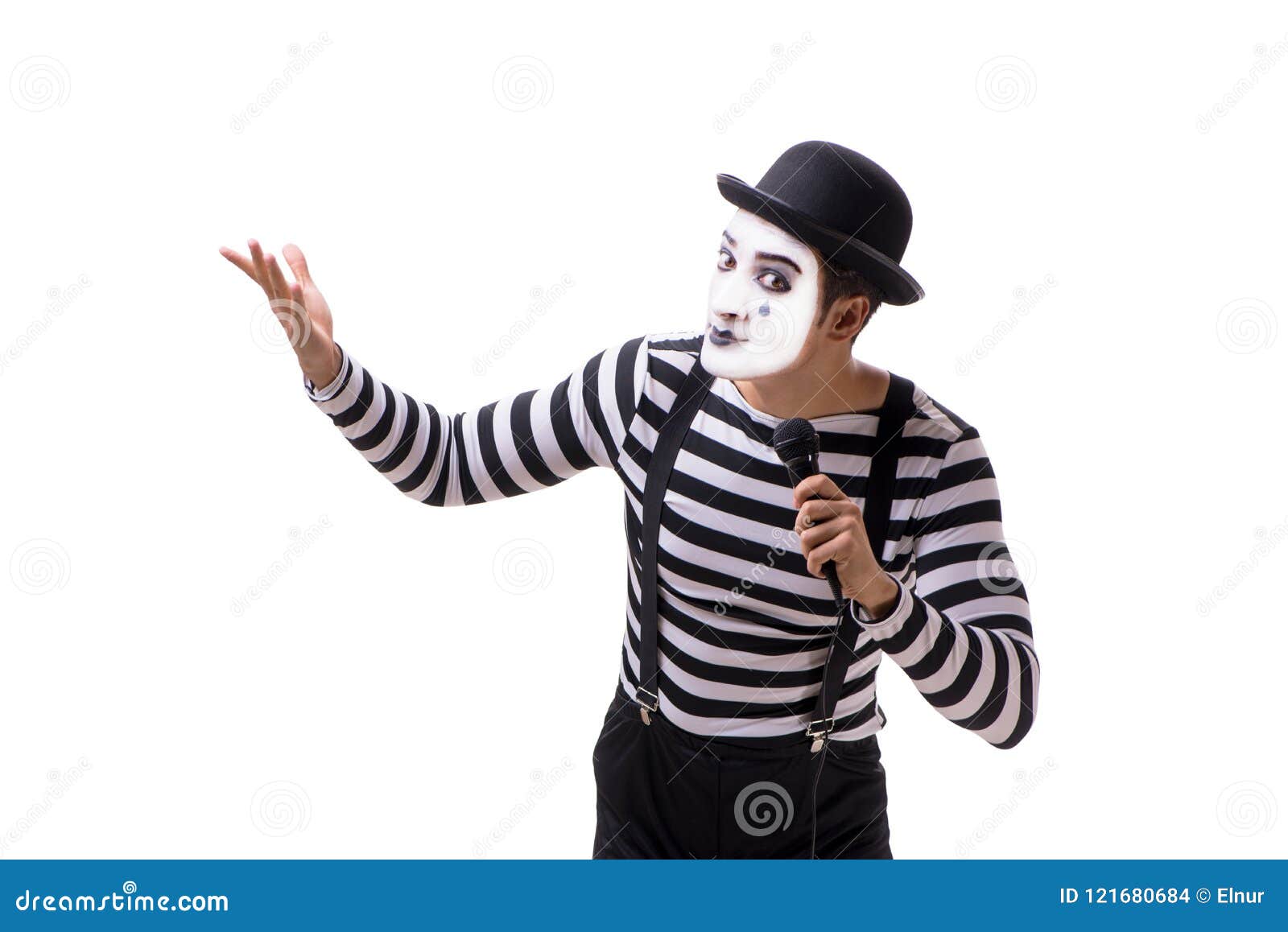 The Mime Singing Isolated on White Background Stock Photo - Image of ...