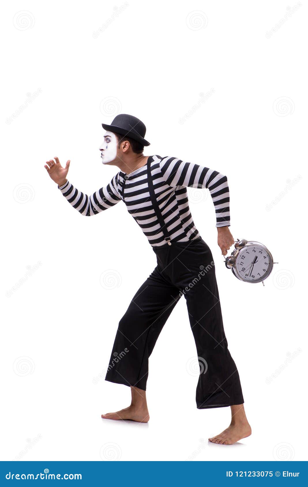 The Mime in Time Management Concept Isolated on White Background Stock ...