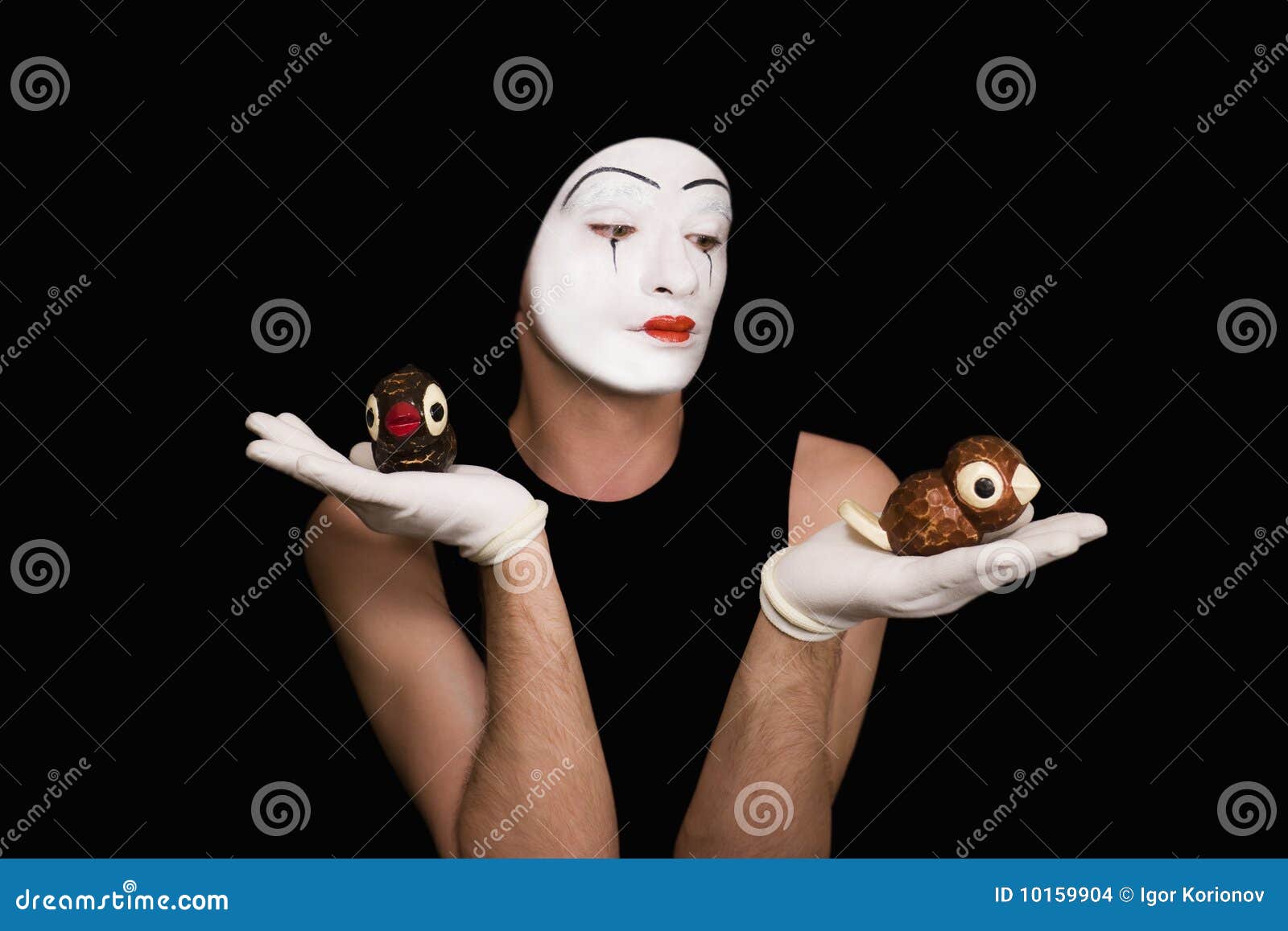 Mime with toy birds stock photo. Image of brown, white - 10159904