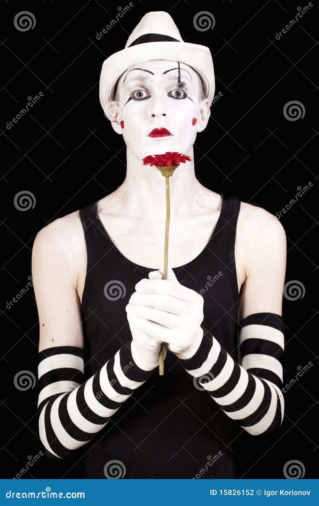 Mime in white hat stock photo. Image of studio, yellow - 15826152