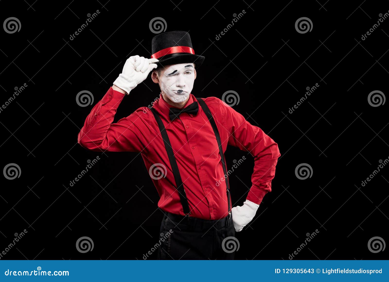 Mime Winking and Greeting with Hat Stock Image - Image of ...