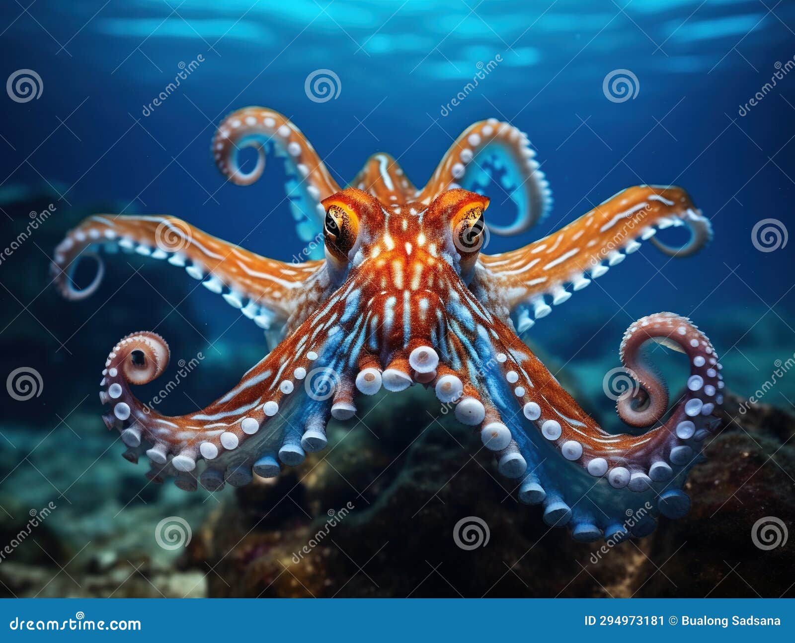 Mimic Octopus Made With Generative AI Illustration Royalty-Free Cartoon ...