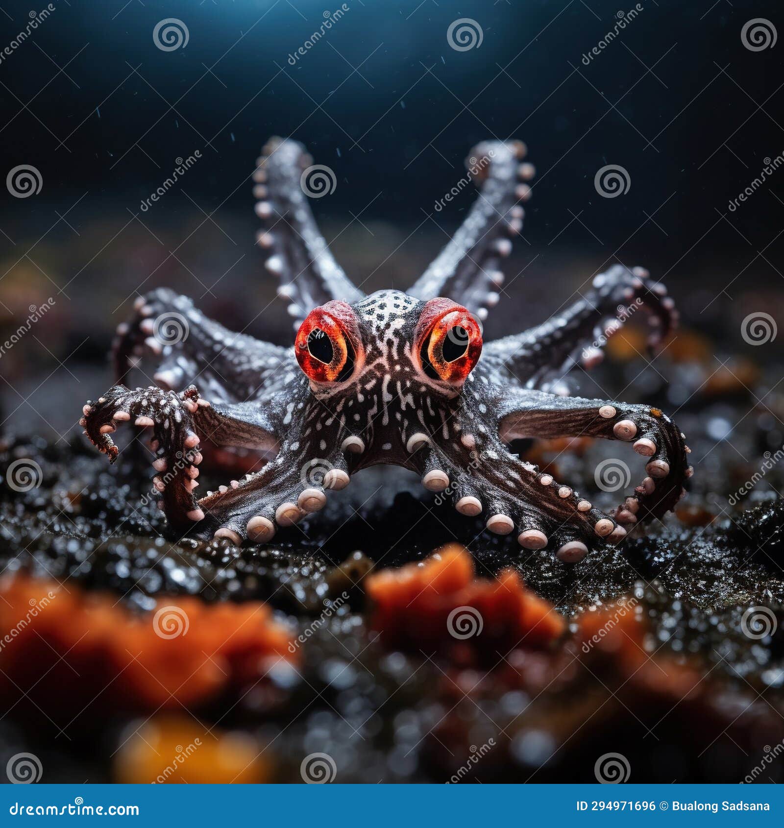 Mimic Octopus on Volcanic Sand Made with Generative AI Illustration ...