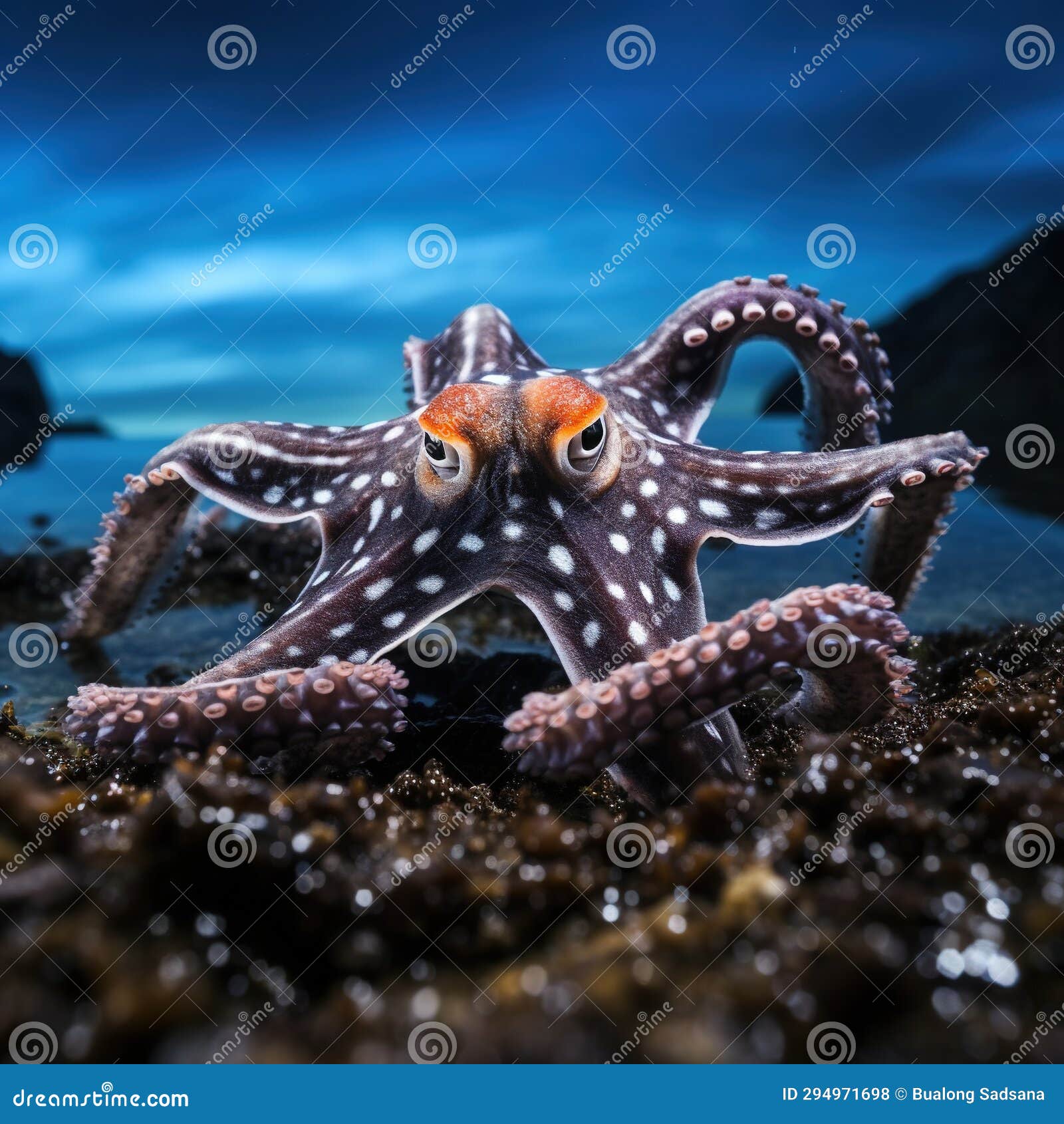 Mimic Octopus on Volcanic Sand Made with Generative AI Illustration ...