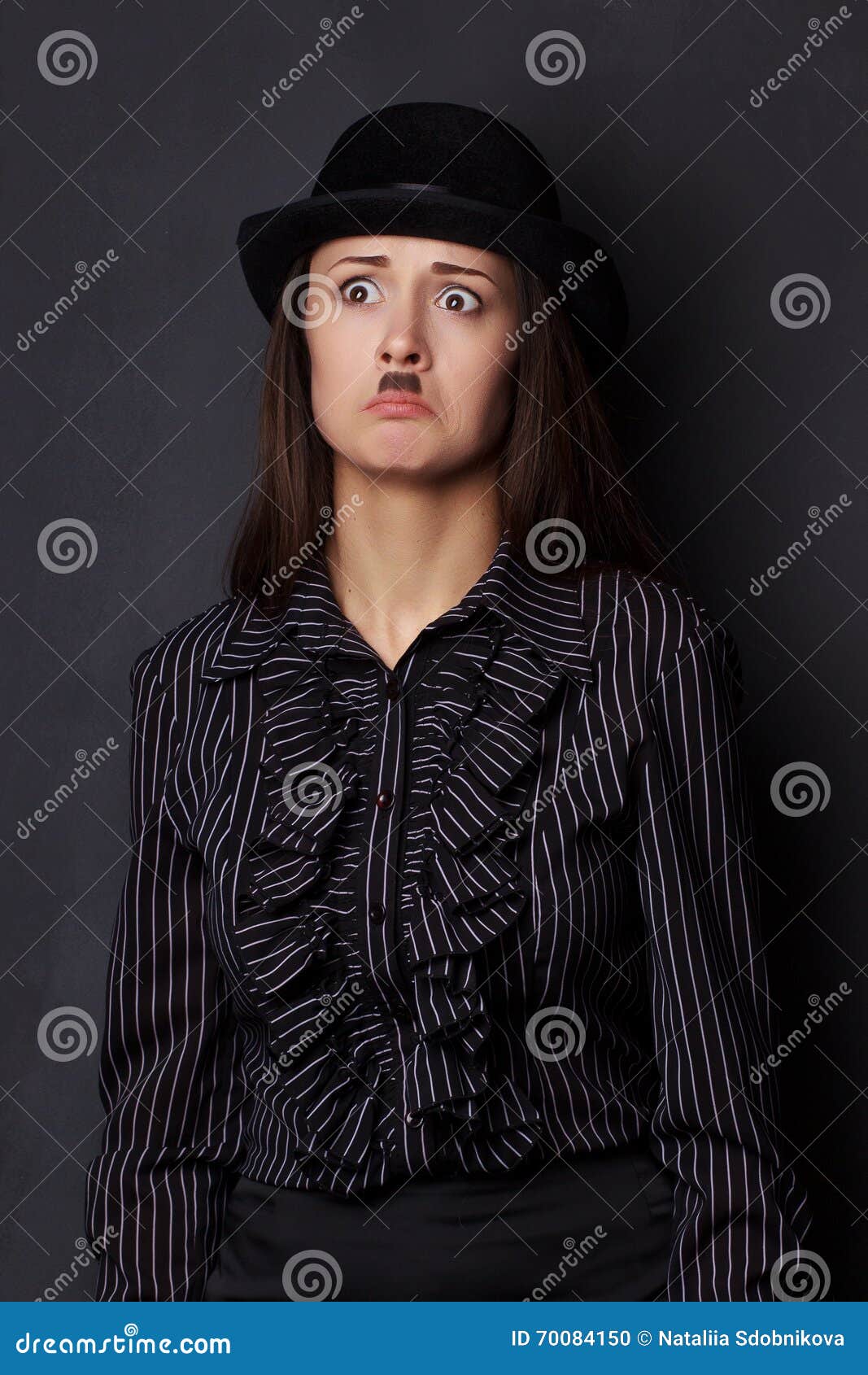 Miming girl stock photo. Image of mime, parody, hair - 70084150